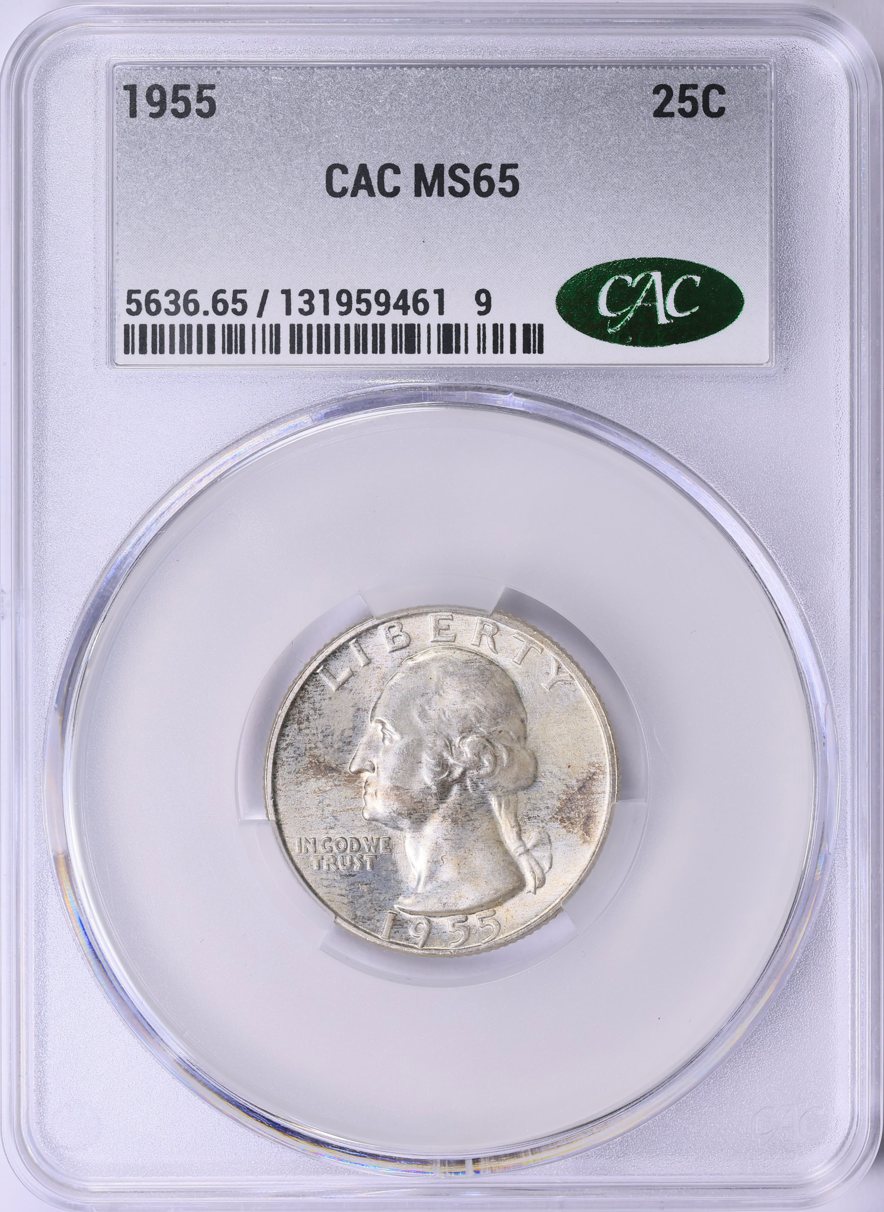 1955 Washington Quarter CACG MS-65 (Item 2034035) | GreatCollections ...