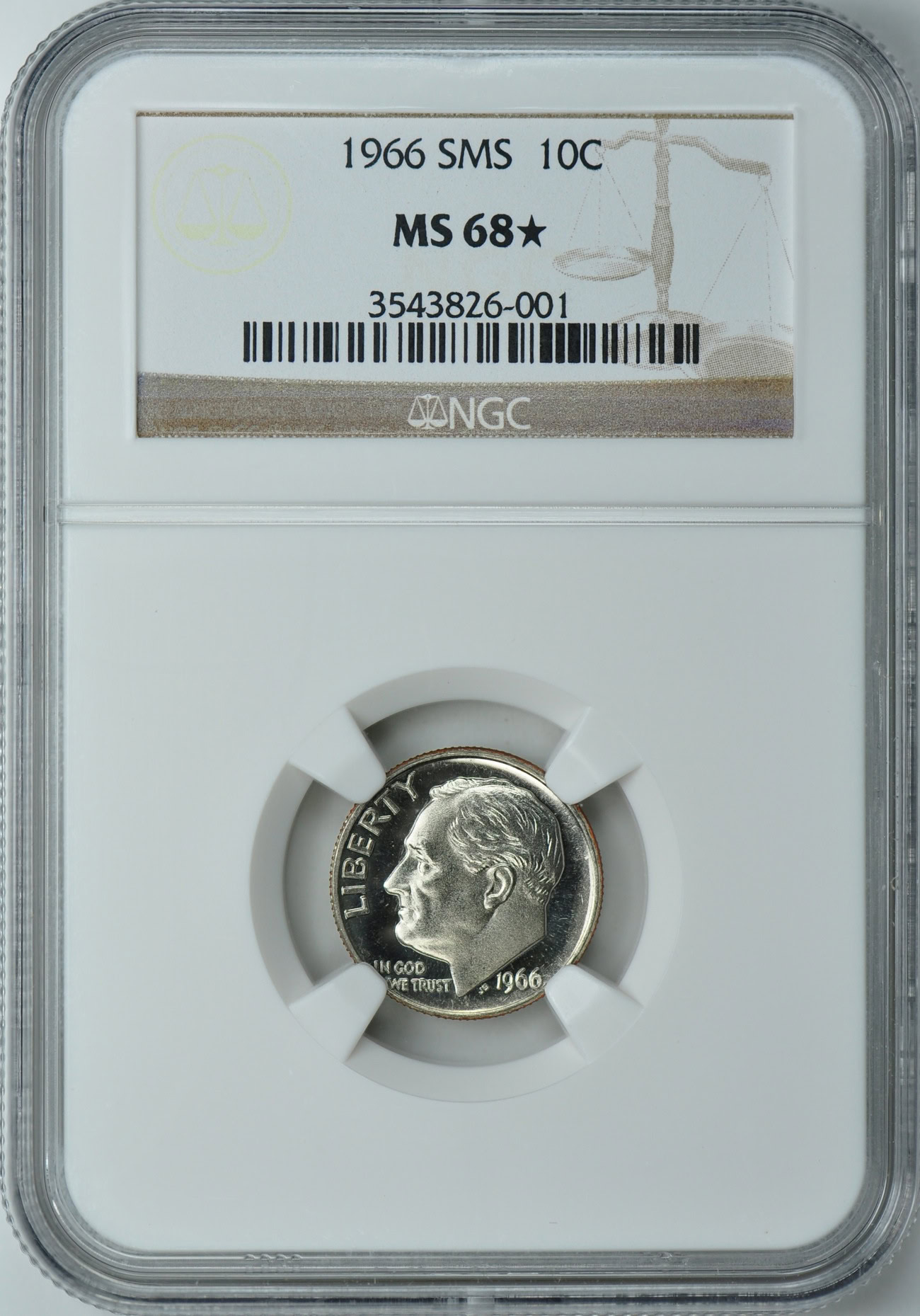 1966 Roosevelt Dime SMS NGC MS-68 ★ (Item 20344) | GreatCollections ...