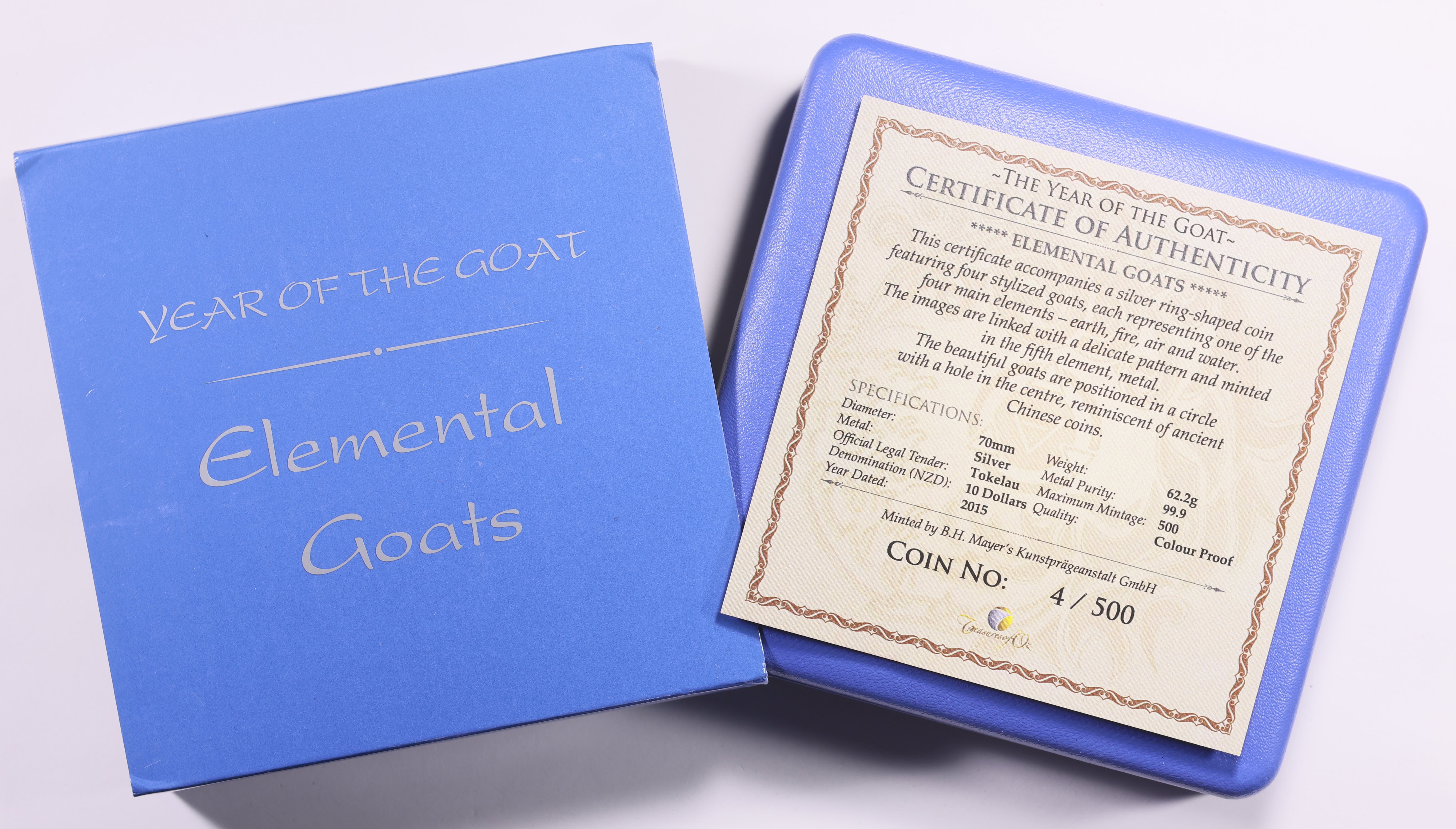 Tokelau Islands 2015 Colorized Silver $10 Year of the Goat, Elemental ...
