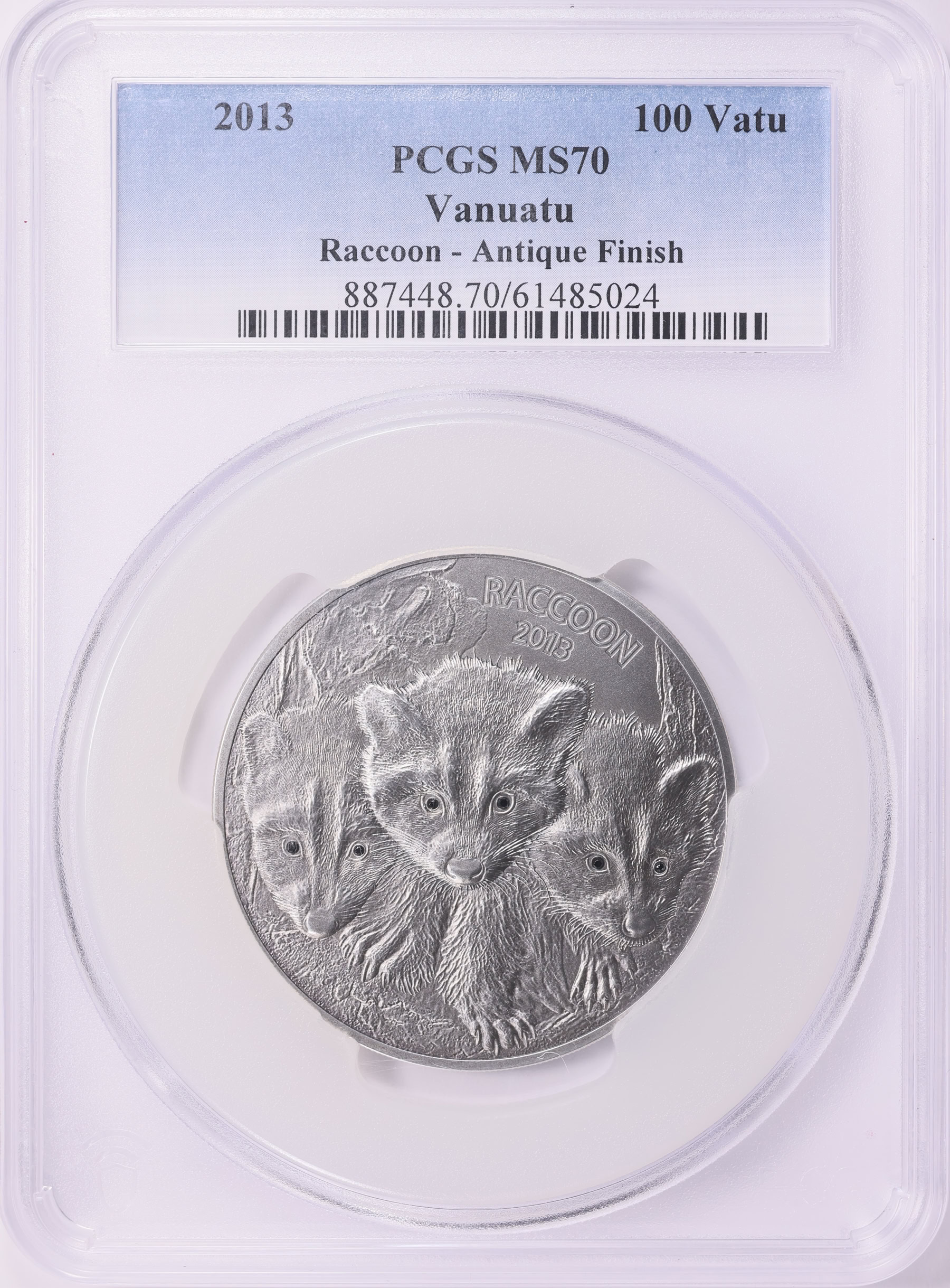 Vanuatu 2013 100 Vatu Raccoons Antique Finish Diamond Eyes KM-91 With ...