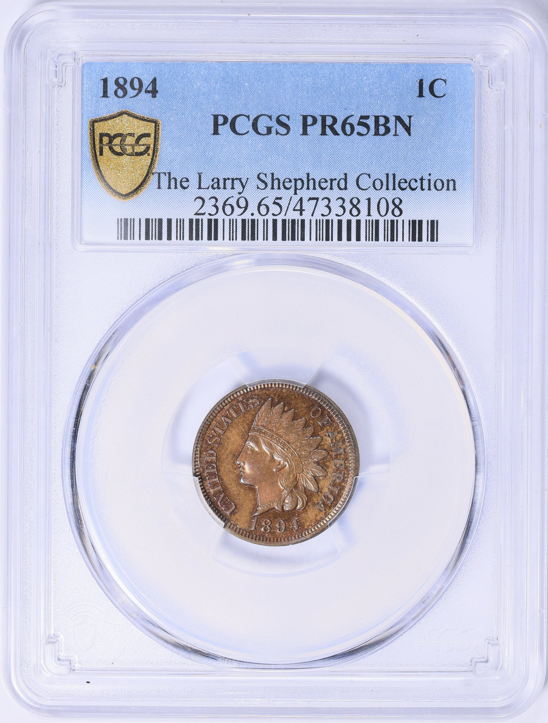 1894 Indian Cent PCGS Proof-65 BN (Toned) (The Larry Shepherd ...