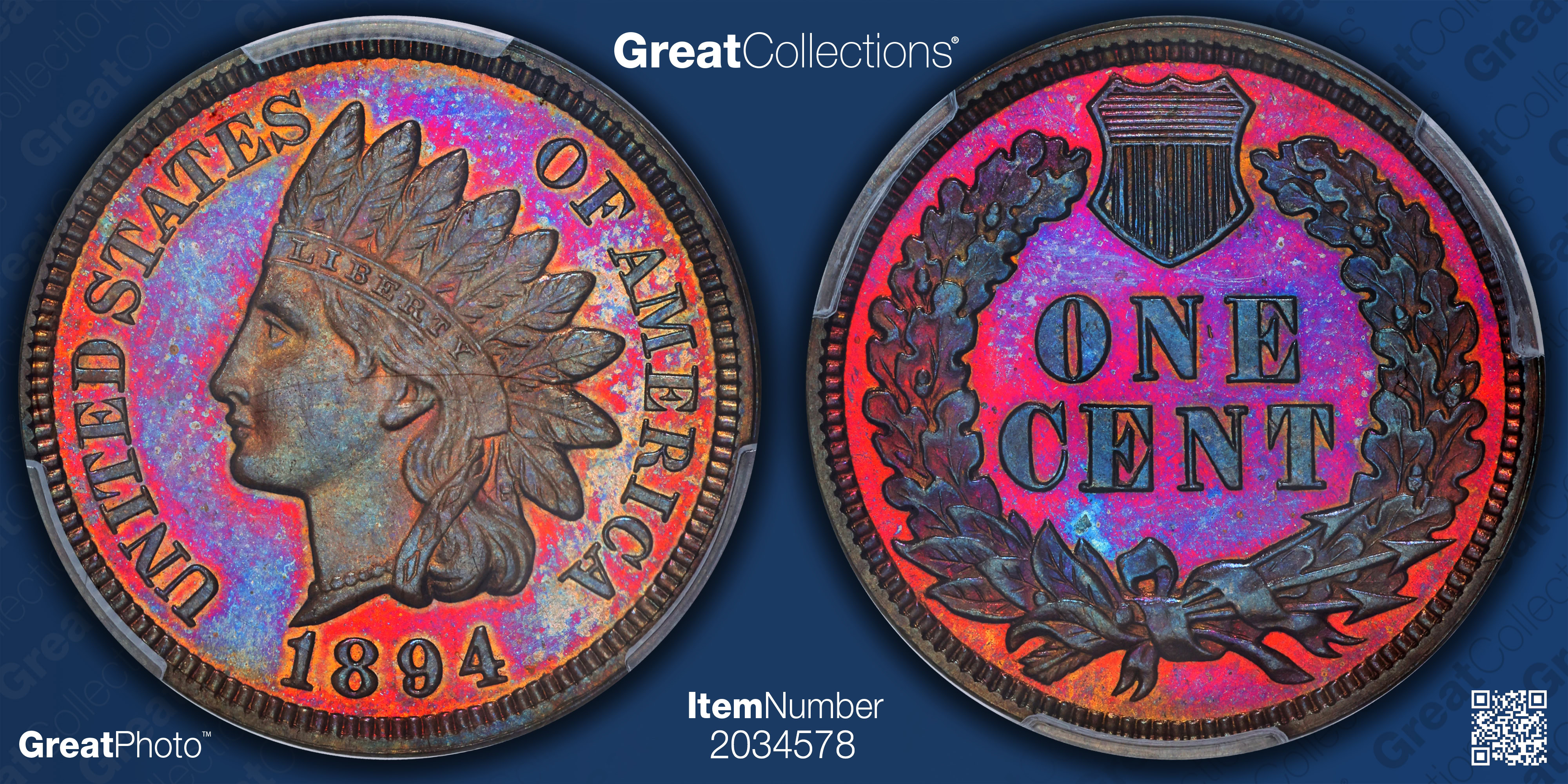 1894 Indian Cent PCGS Proof-65 BN (Toned) (The Larry Shepherd ...