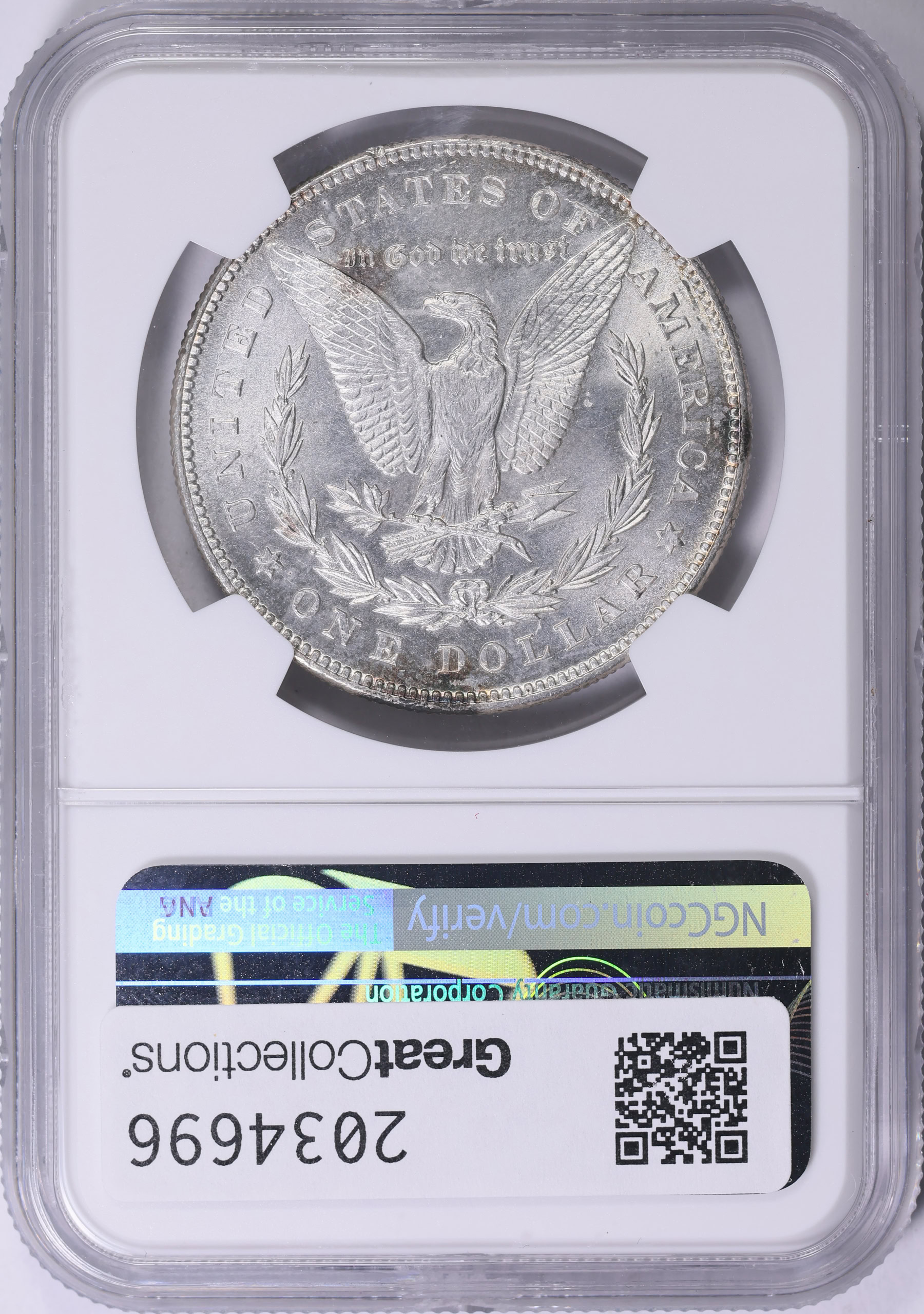 1878 Morgan Silver Dollar 7 Tailfeathers, Reverse of 1878 NGC MS-62 ...