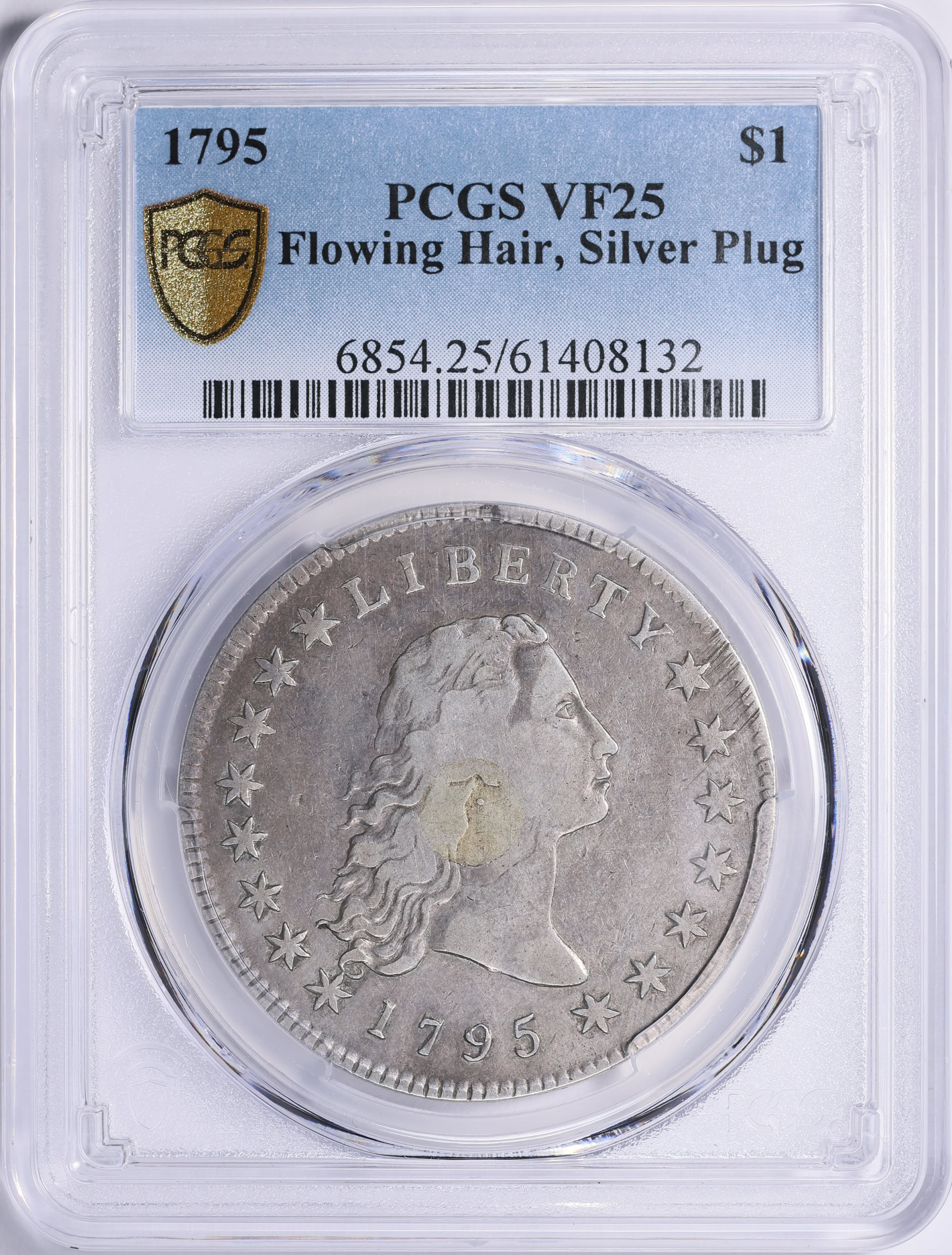 1795 Flowing Hair Silver Dollar Silver Plug PCGS VF-25 (Item 2034830 ...