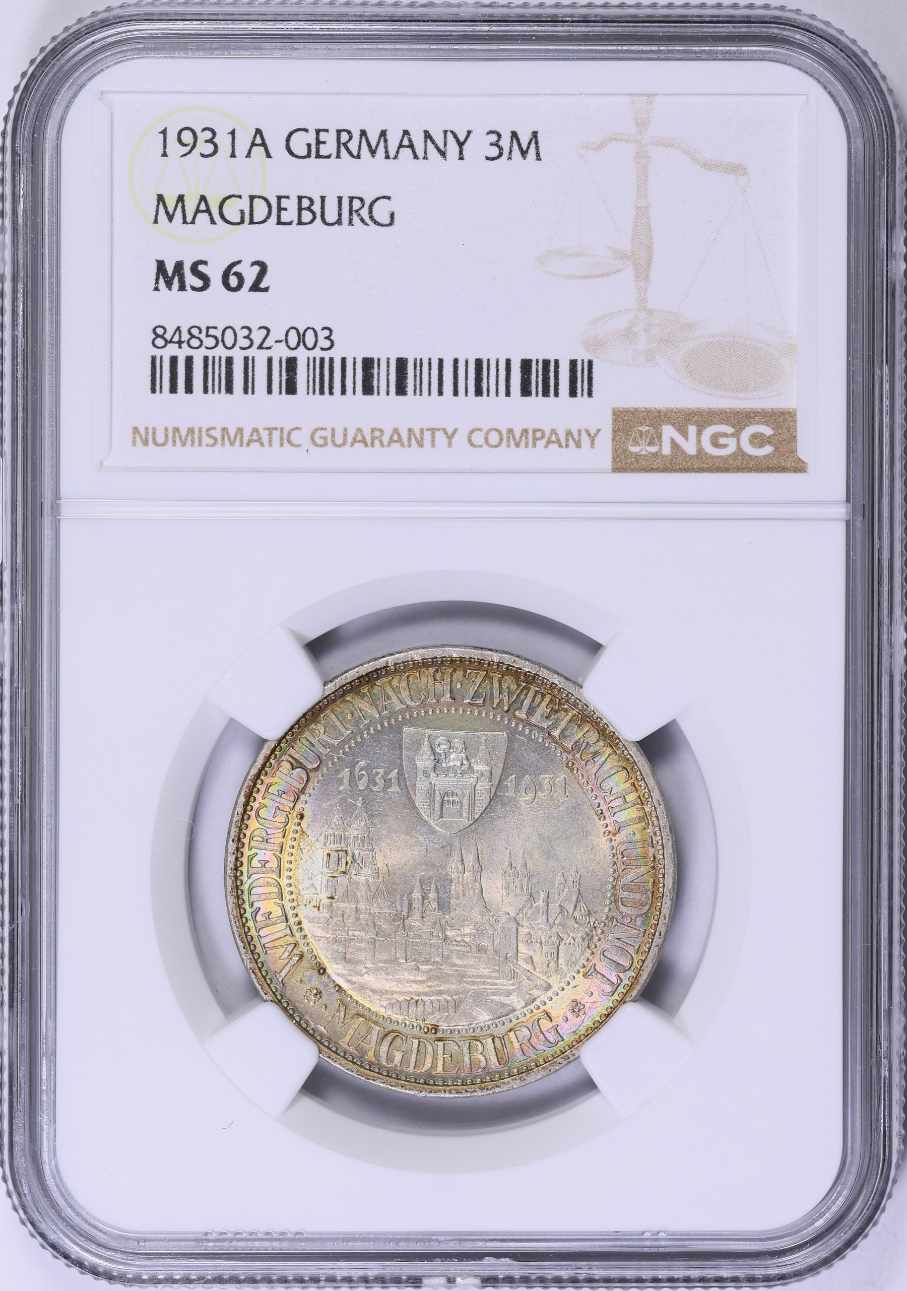 Germany 1931-A Silver 3 Marks Magdeburg Rebuilding 300th Anniversary KM ...