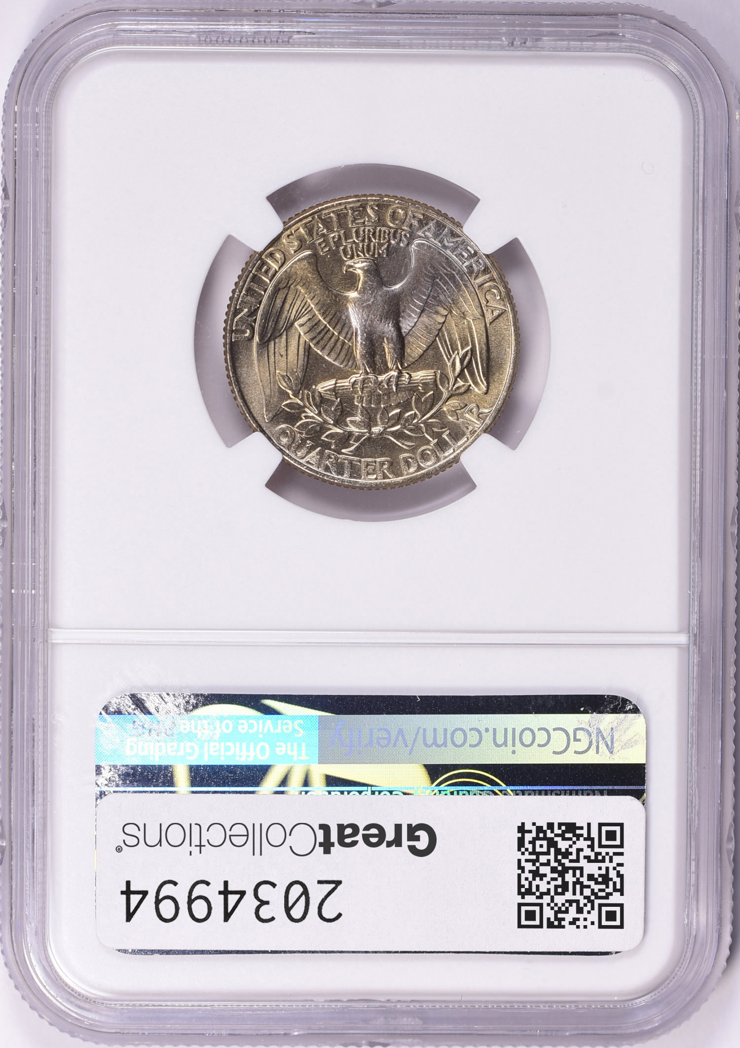 1986-P Washington Quarter NGC MS-67+ (Item 2034994) | GreatCollections ...