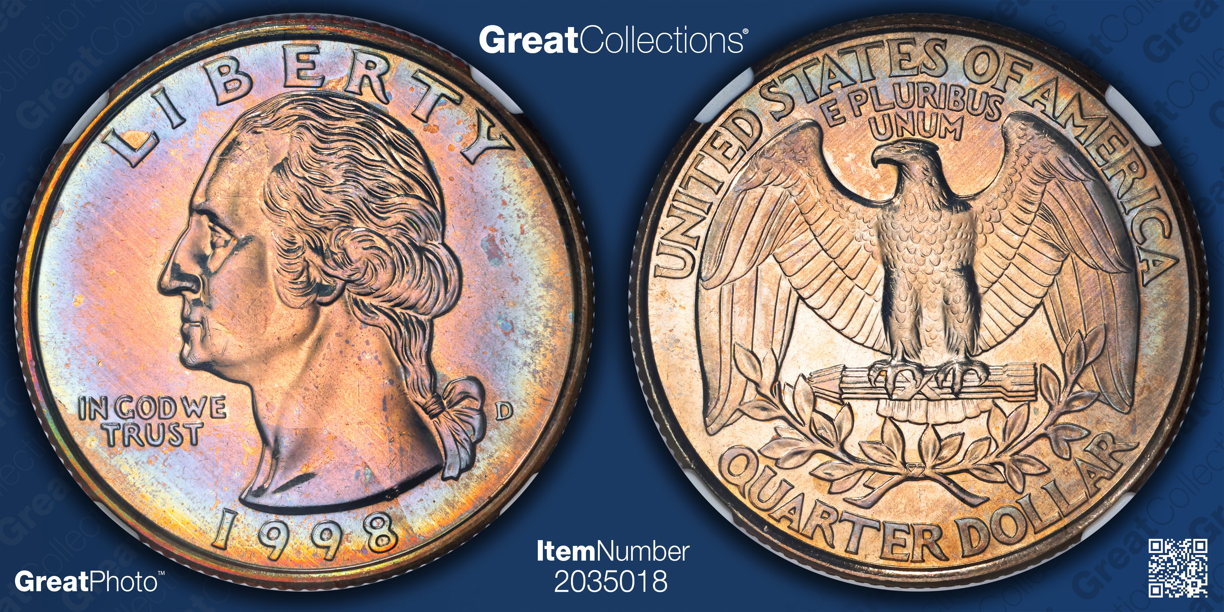 1998-D Washington Quarter NGC MS-68 (Toned) (Item 2035018 ...