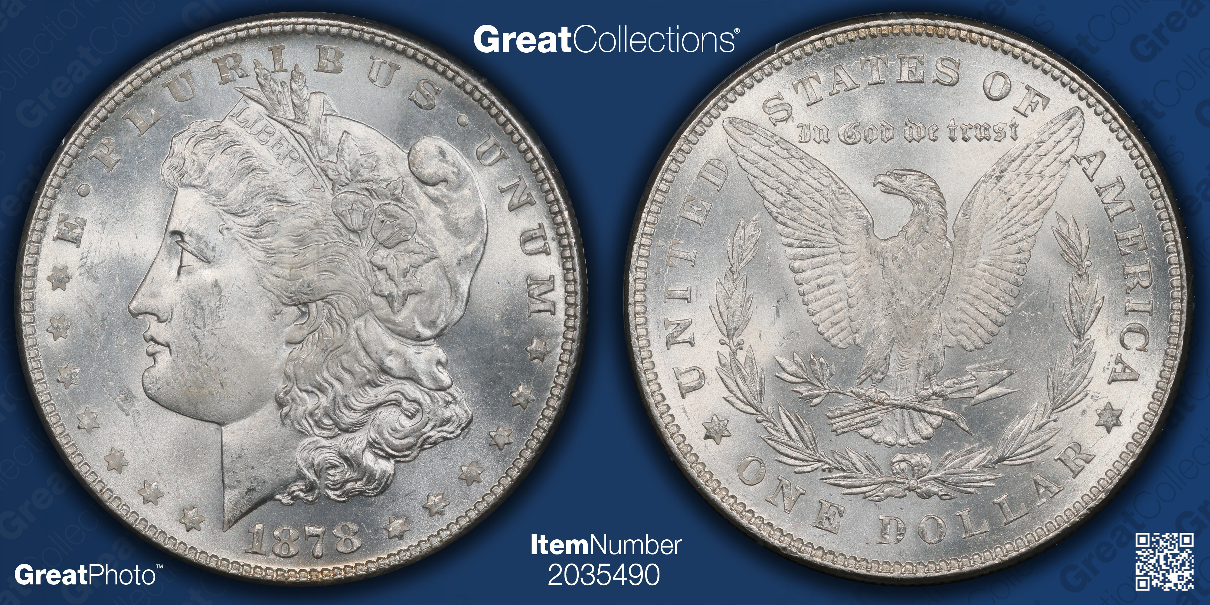 1878 Morgan Silver Dollar 7/8 Tailfeathers, Strong PCGS MS-63 OGH (1st ...