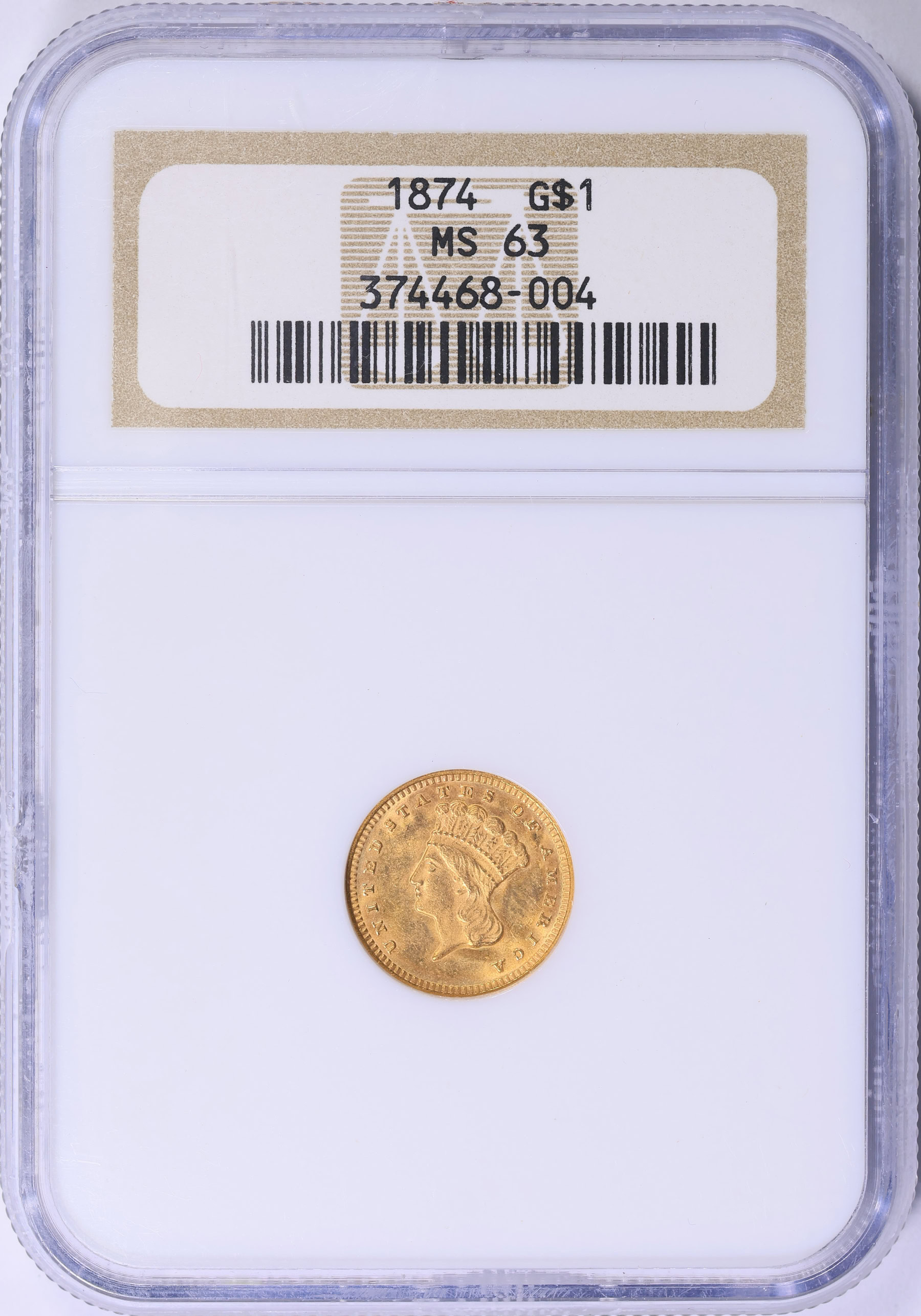 1874 Indian Princess Gold Dollar NGC MS-63 (Item 2035798 ...