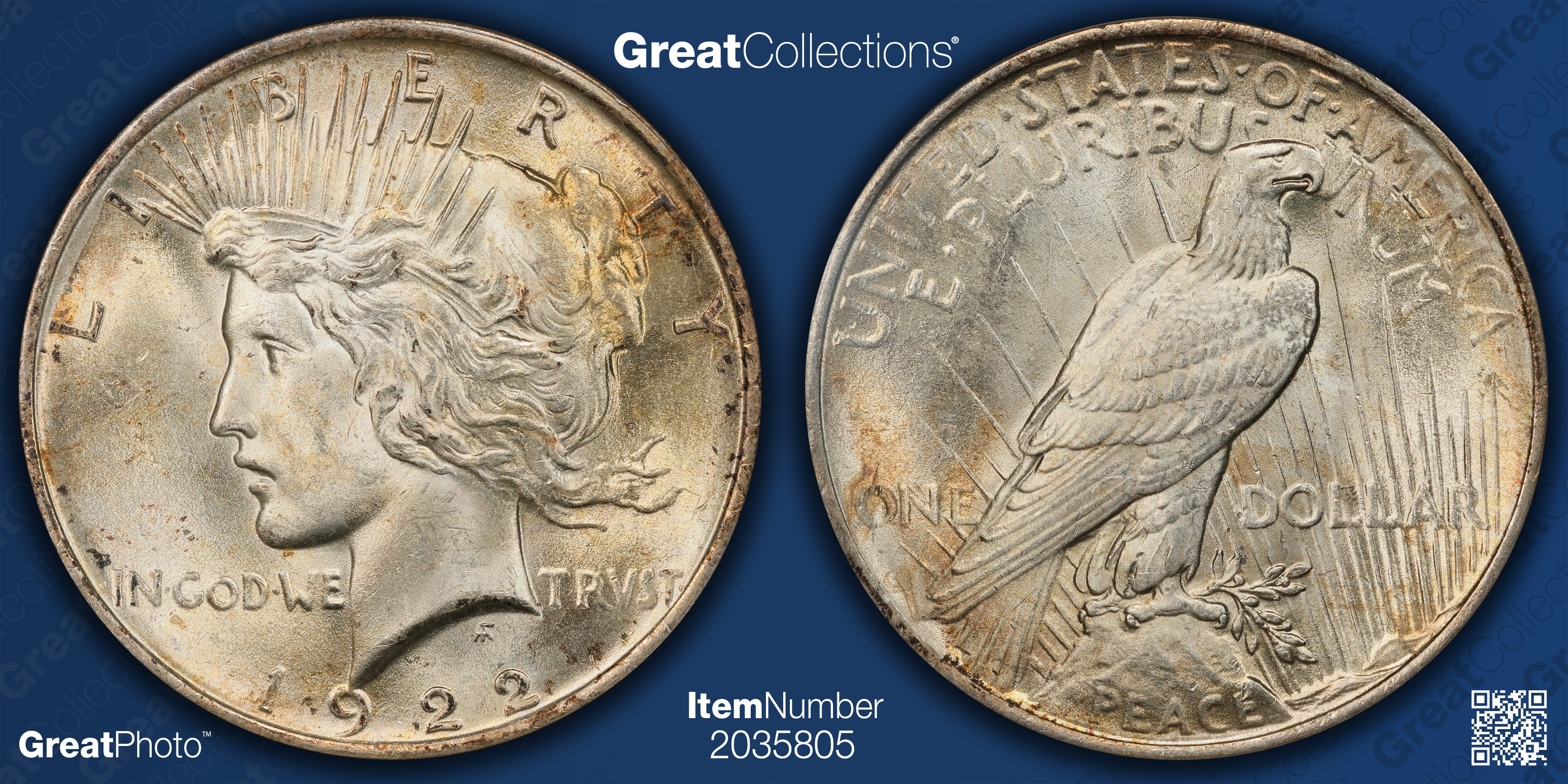 1922 Peace Silver Dollar ANACS MS-63 OH (Item 2035805 ...