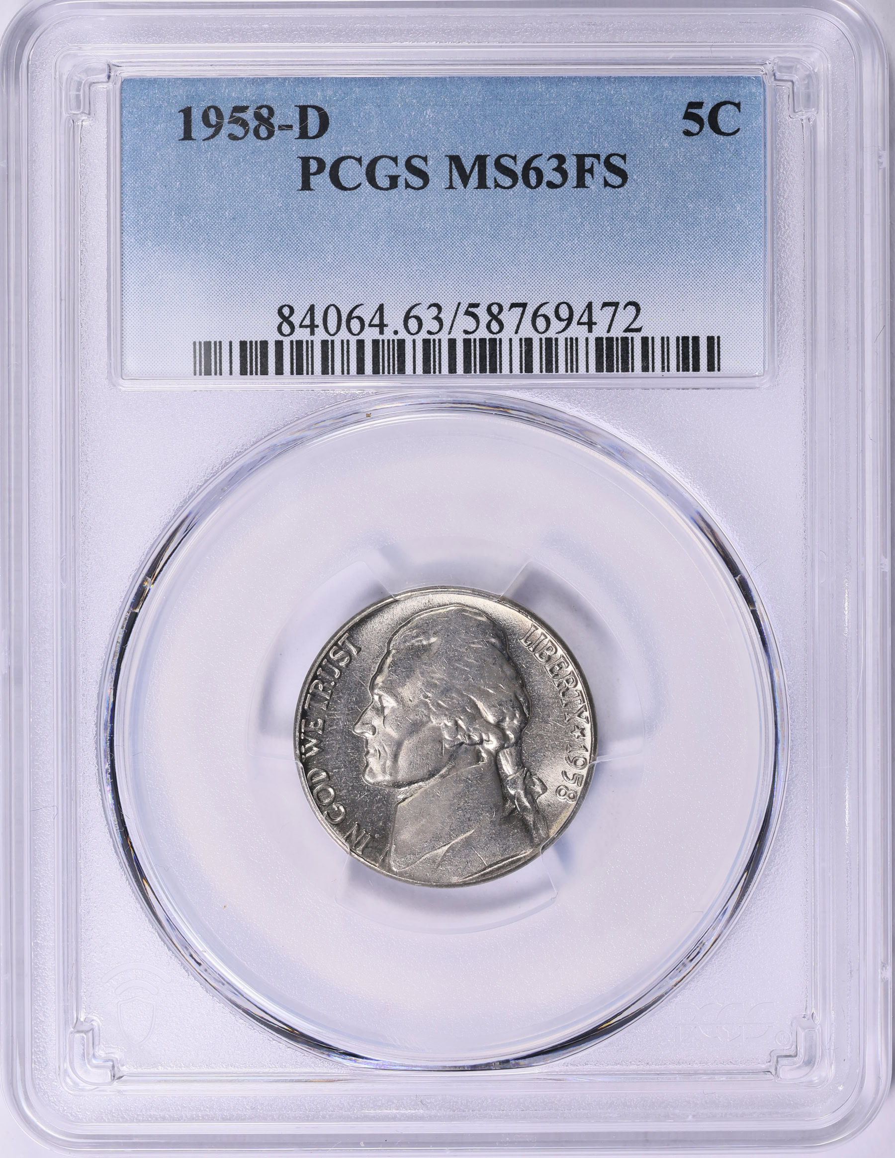 1958-D Jefferson Nickel PCGS MS-63 FS (Item 2035952) | GreatCollections ...