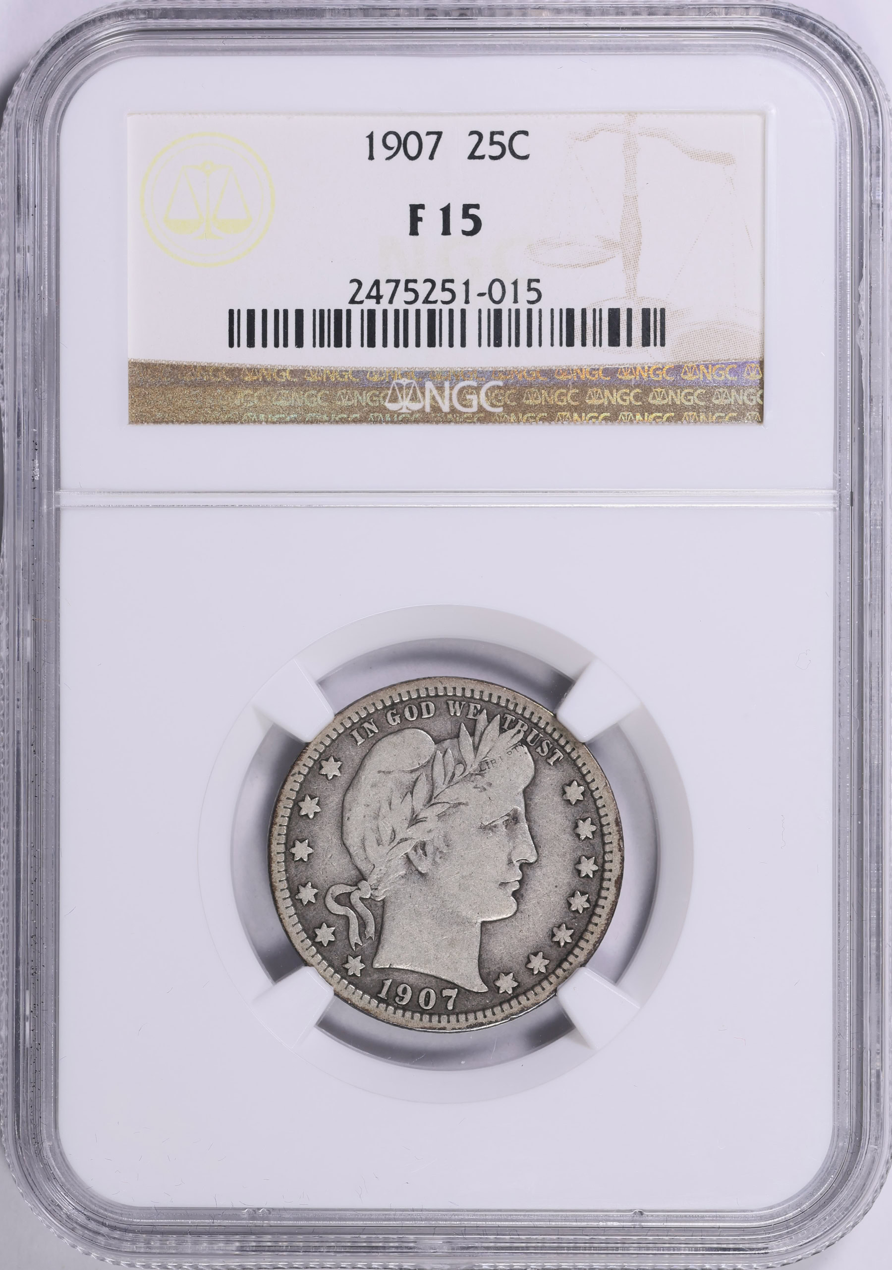 1907 Barber Quarter NGC F-15 (Item 2036508) | GreatCollections Coin ...