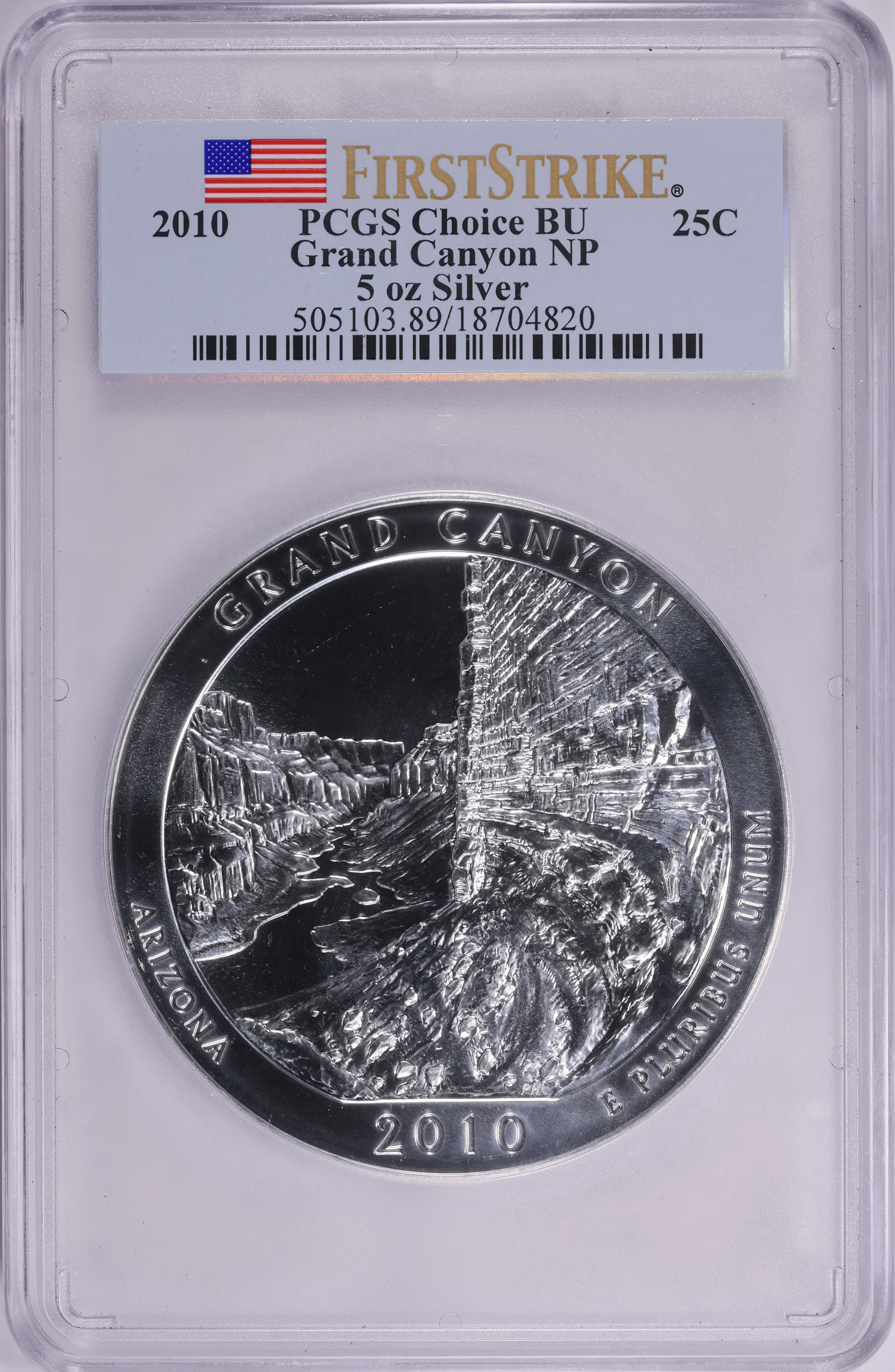 2010 America the Beautiful 5 oz. Silver Quarter Grand Canyon NP First ...