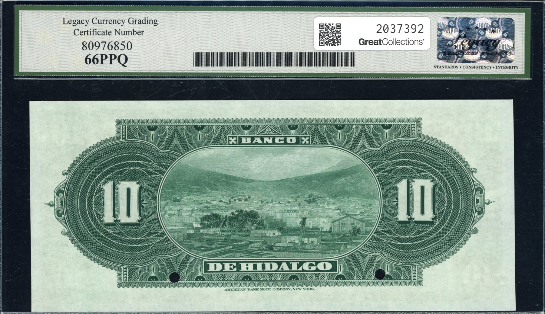 Mexico 190x (1902-14) 10 Pesos Banco de Hidalgo Specimen Note SCWPM ...