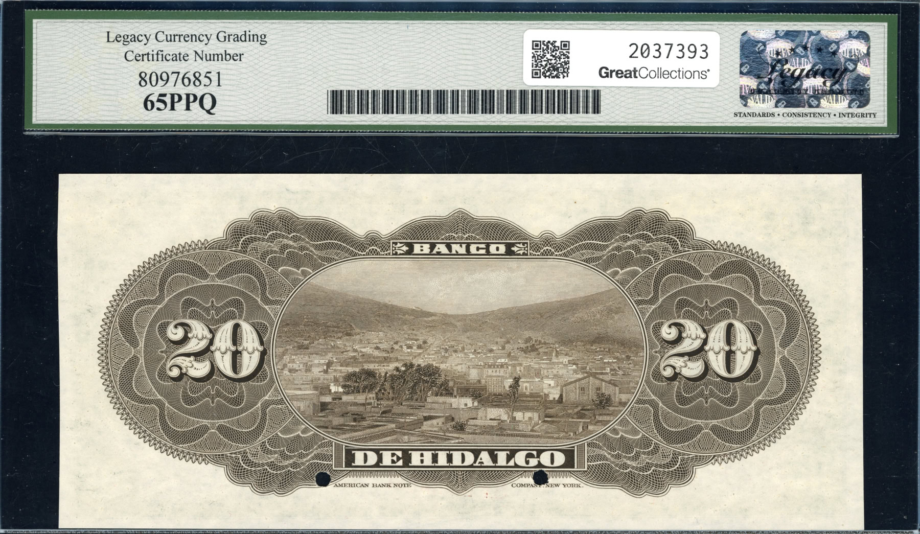 Mexico 19xx (1902-10) 20 Pesos Banco de Hidalgo Specimen Note SCWPM ...