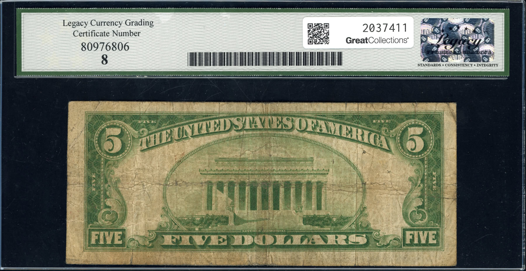 Fr. 1527 (DA Block) 1928B $5 Legal Tender Note Julian / Morgenthau ...