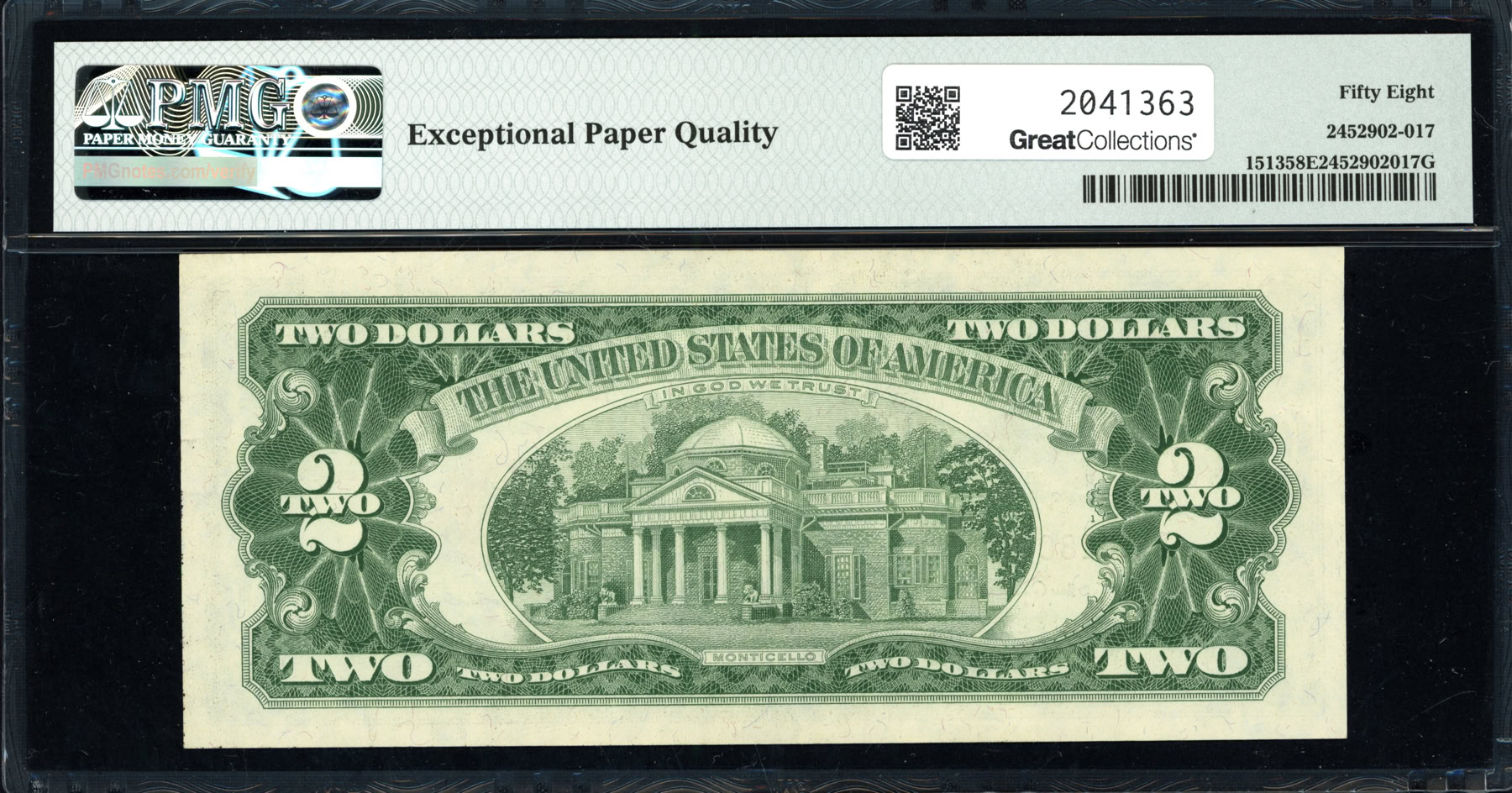 Fr. 1513 (AA Block) 1963 $2 Legal Tender Note Granahan / Dillon PMG ...