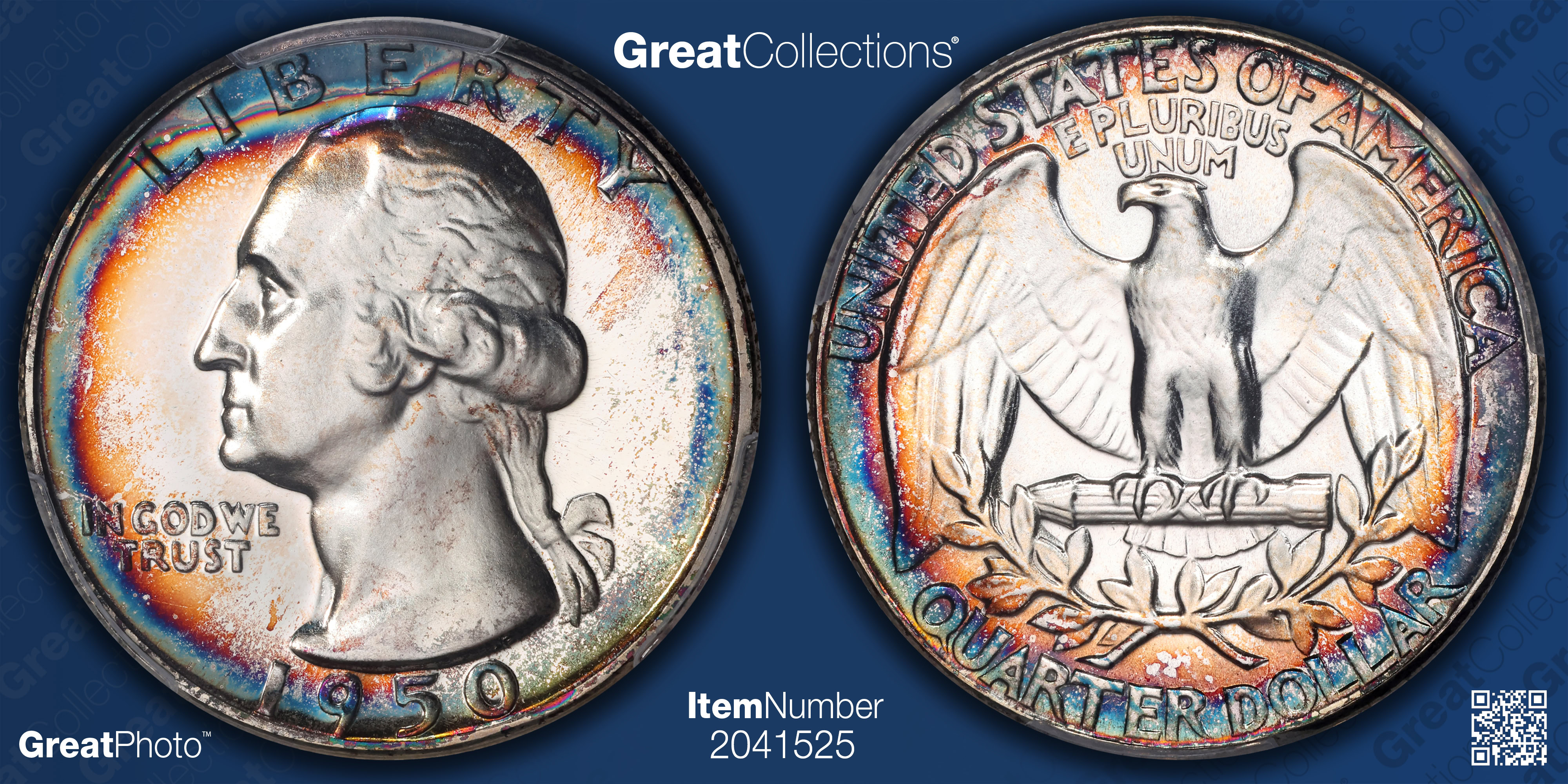 1950 Washington Quarter PCGS Proof-67+ (Toned) (Item 2041525 ...