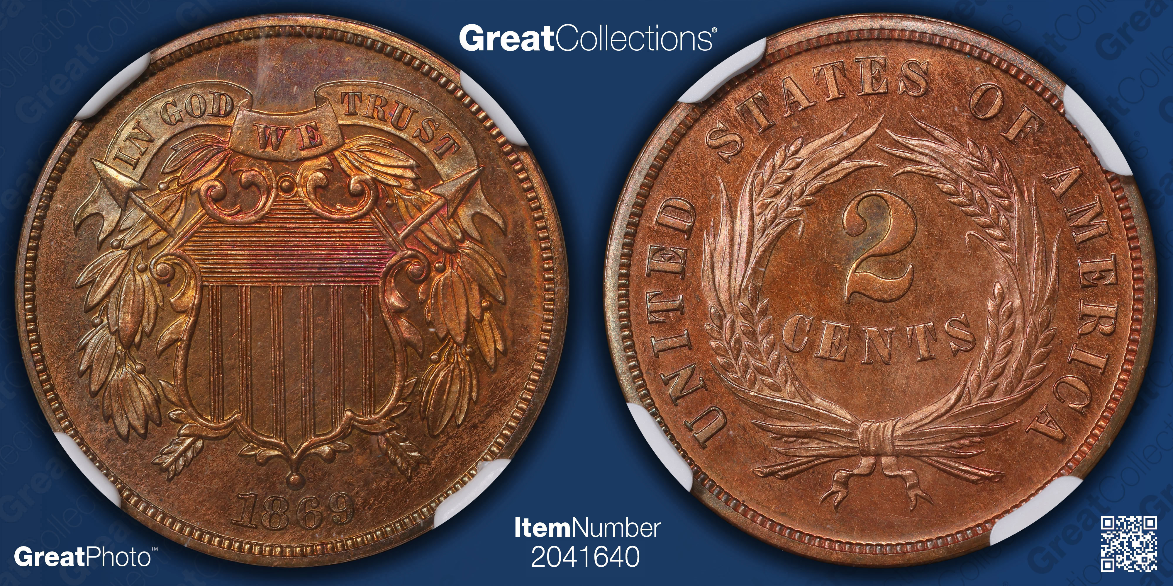 1869 Two-Cent Piece NGC Proof-66 BN (Toned) (Item 2041640 ...
