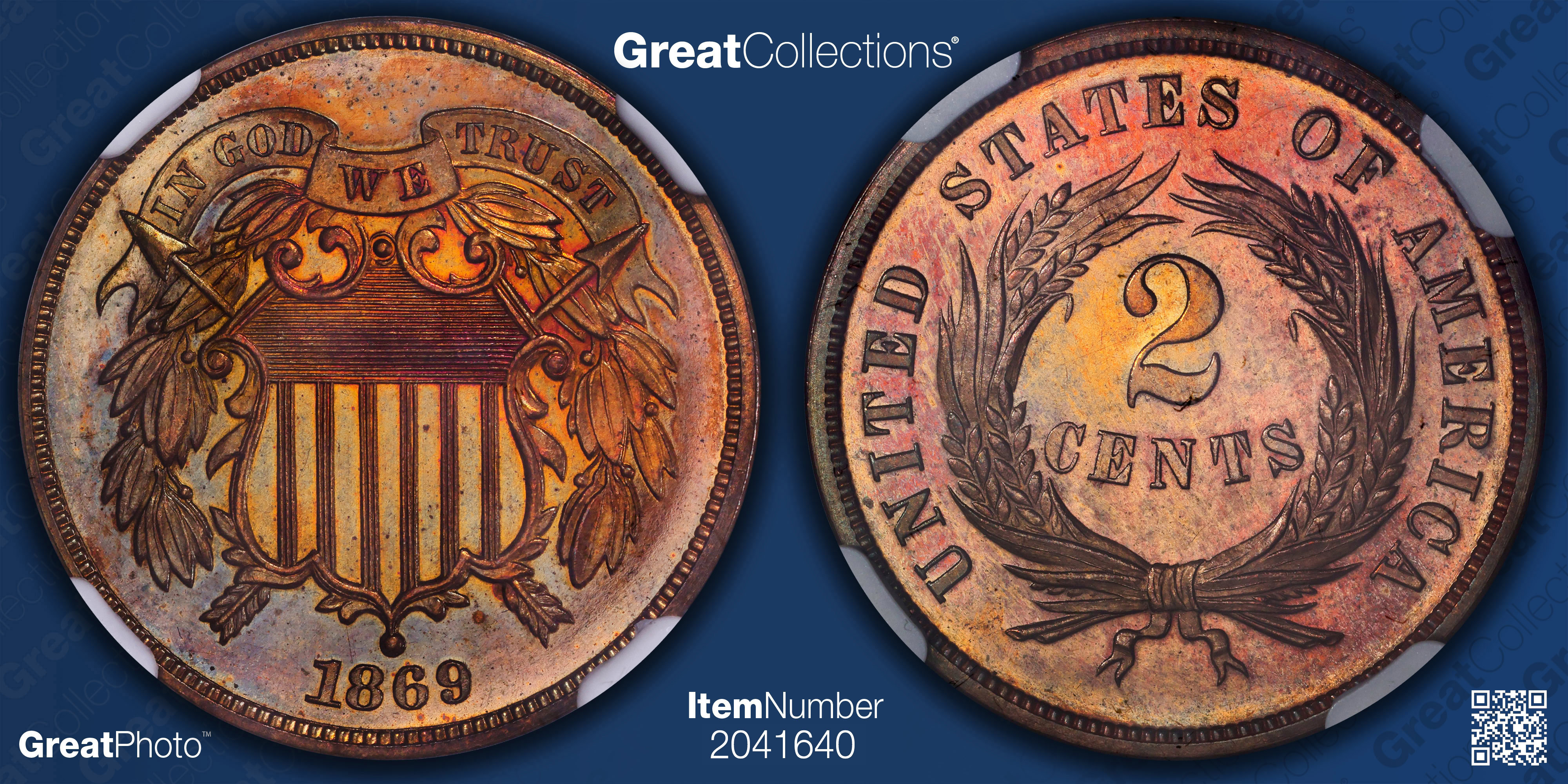1869 Two-Cent Piece NGC Proof-66 BN (Toned) (Item 2041640 ...