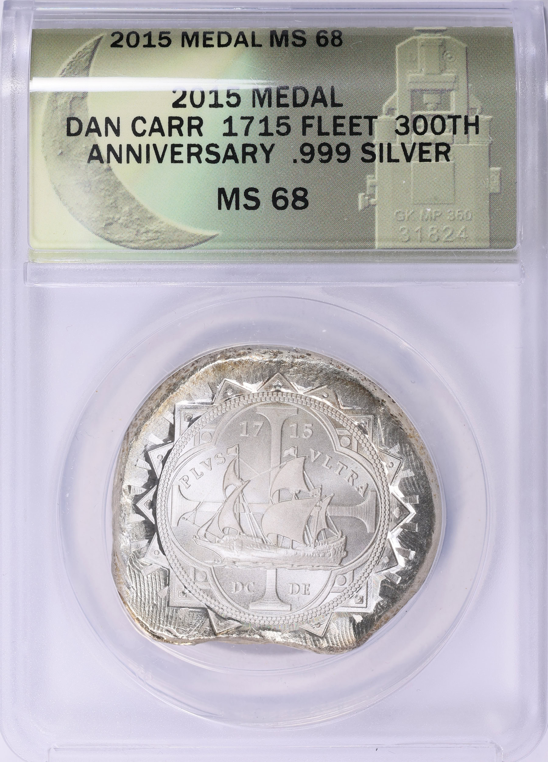 2015 Silver 1715 Fleet 300th Anniversary Cob Medal Daniel Carr Token ...