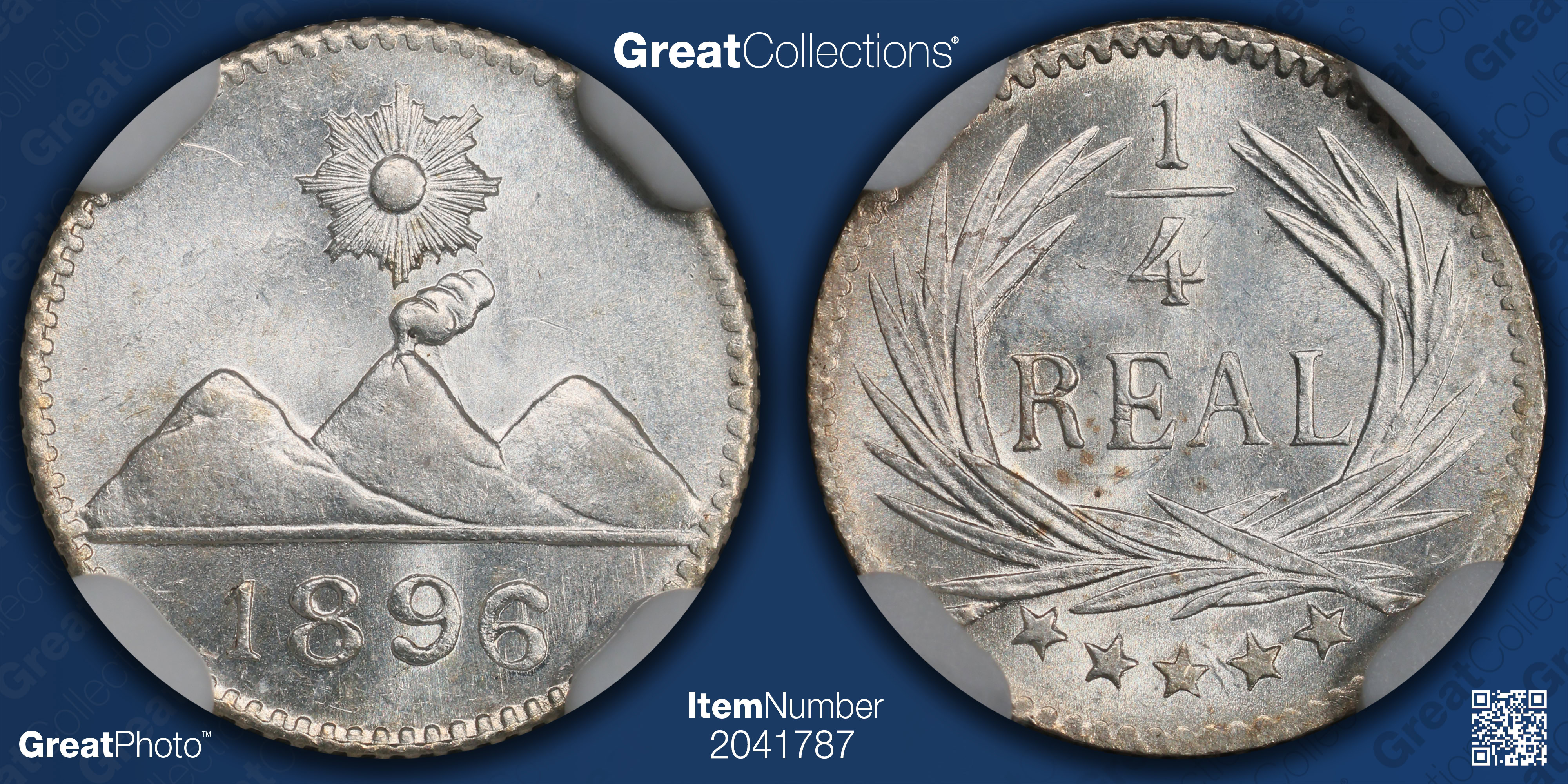 Guatemala 1896 Silver 1/4 Real Wreath Reverse KM-162 NGC MS-66 (Item ...