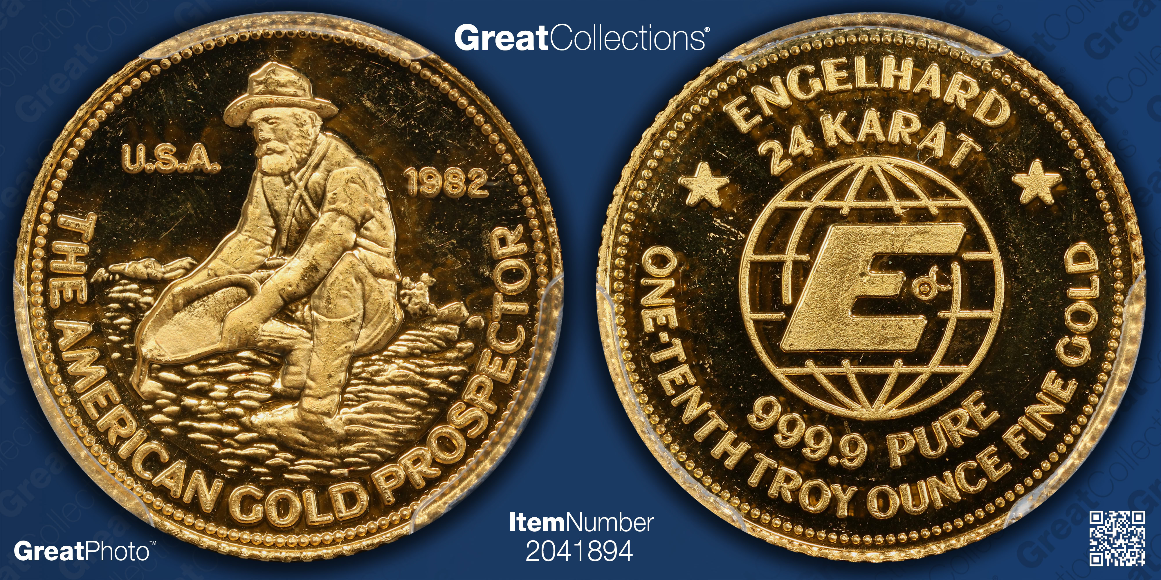 1982 Private Tokens The American Prospector Engelhard 1/10 Ounce Gold ...