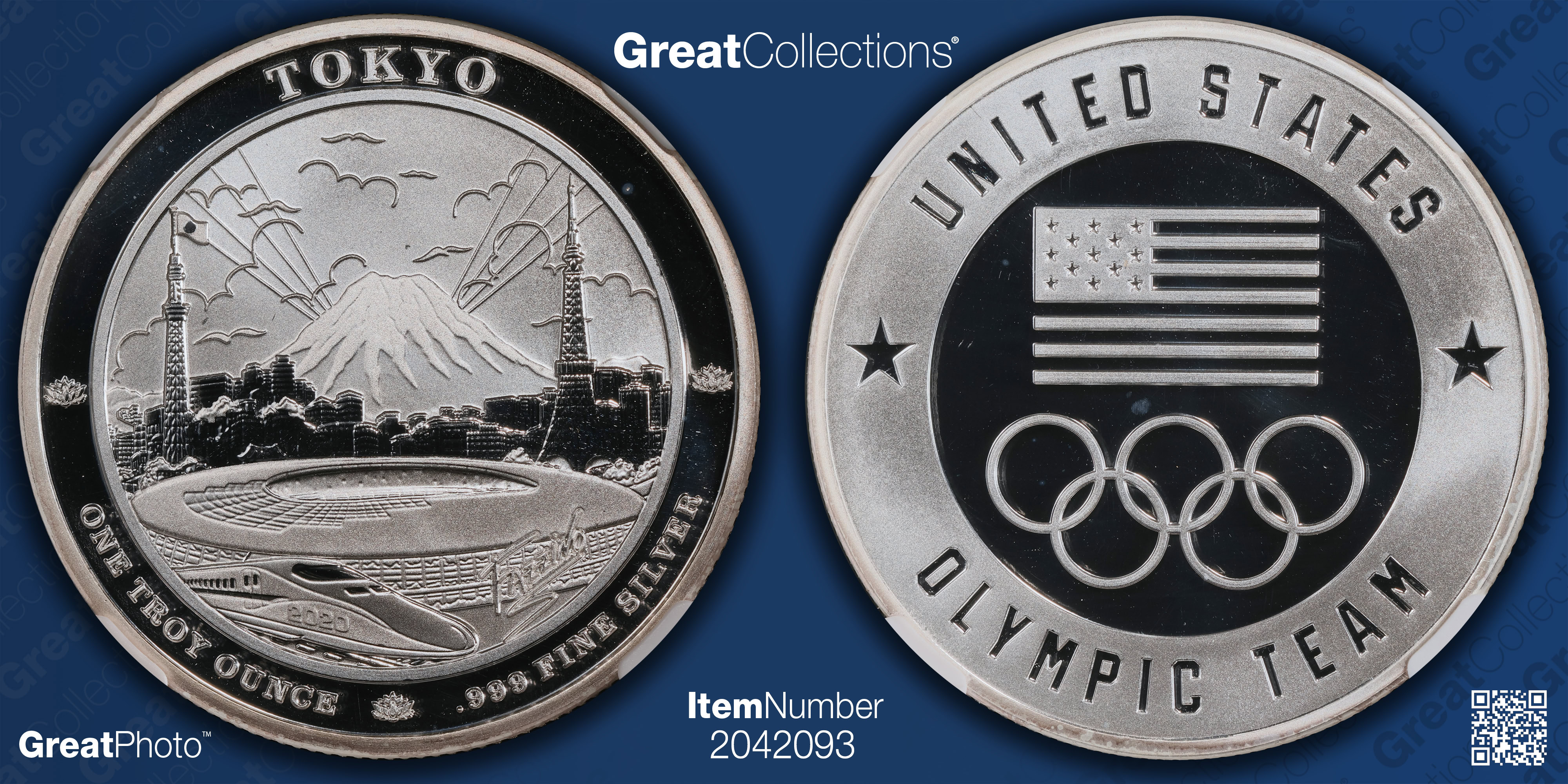 2020 Silver 1oz Tokyo Olympic Games U.S. Olympic Team Medal NGC Proof ...