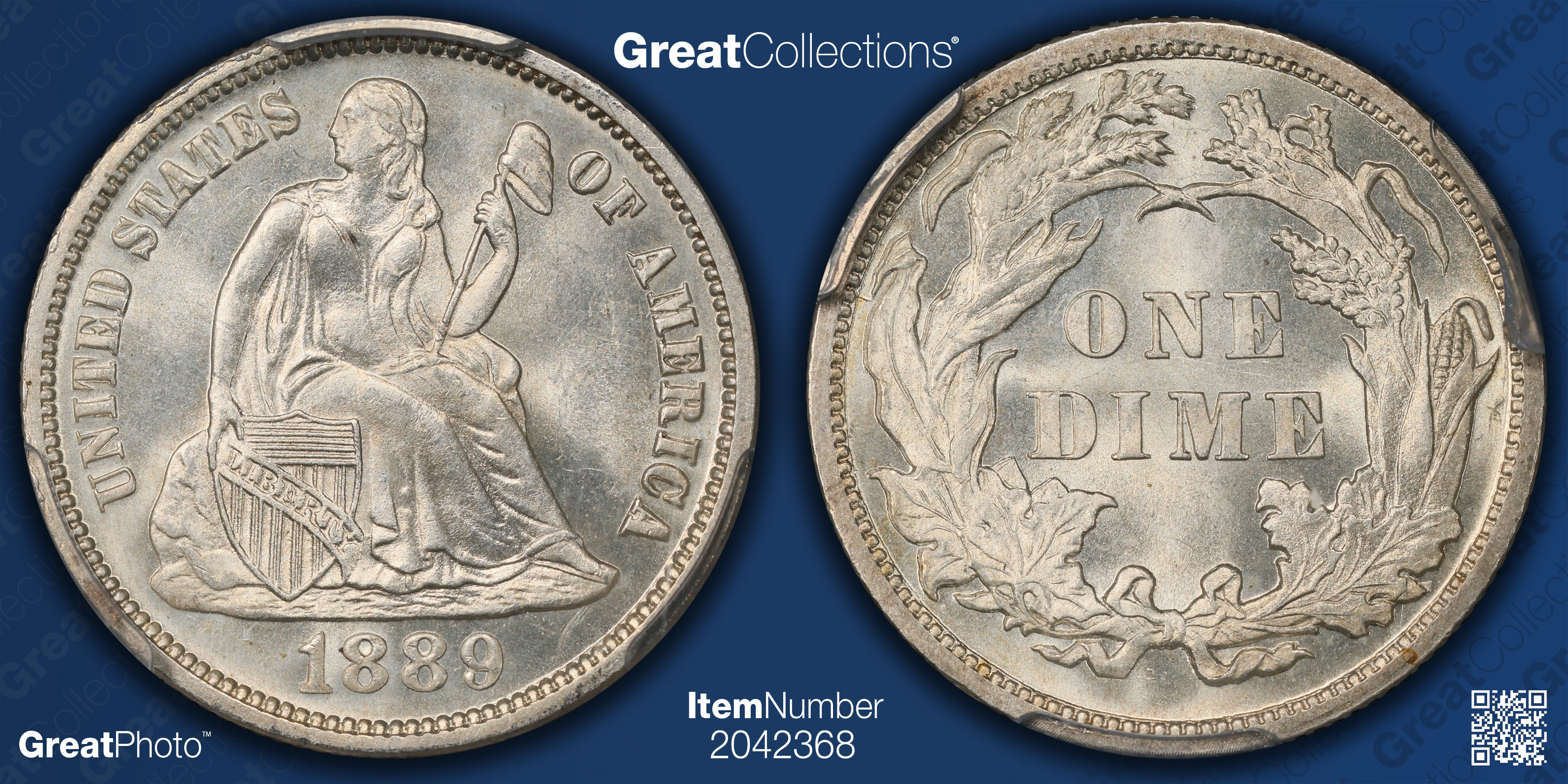 1889 Seated Liberty Dime PCGS MS-64 (Item 2042368) | GreatCollections ...
