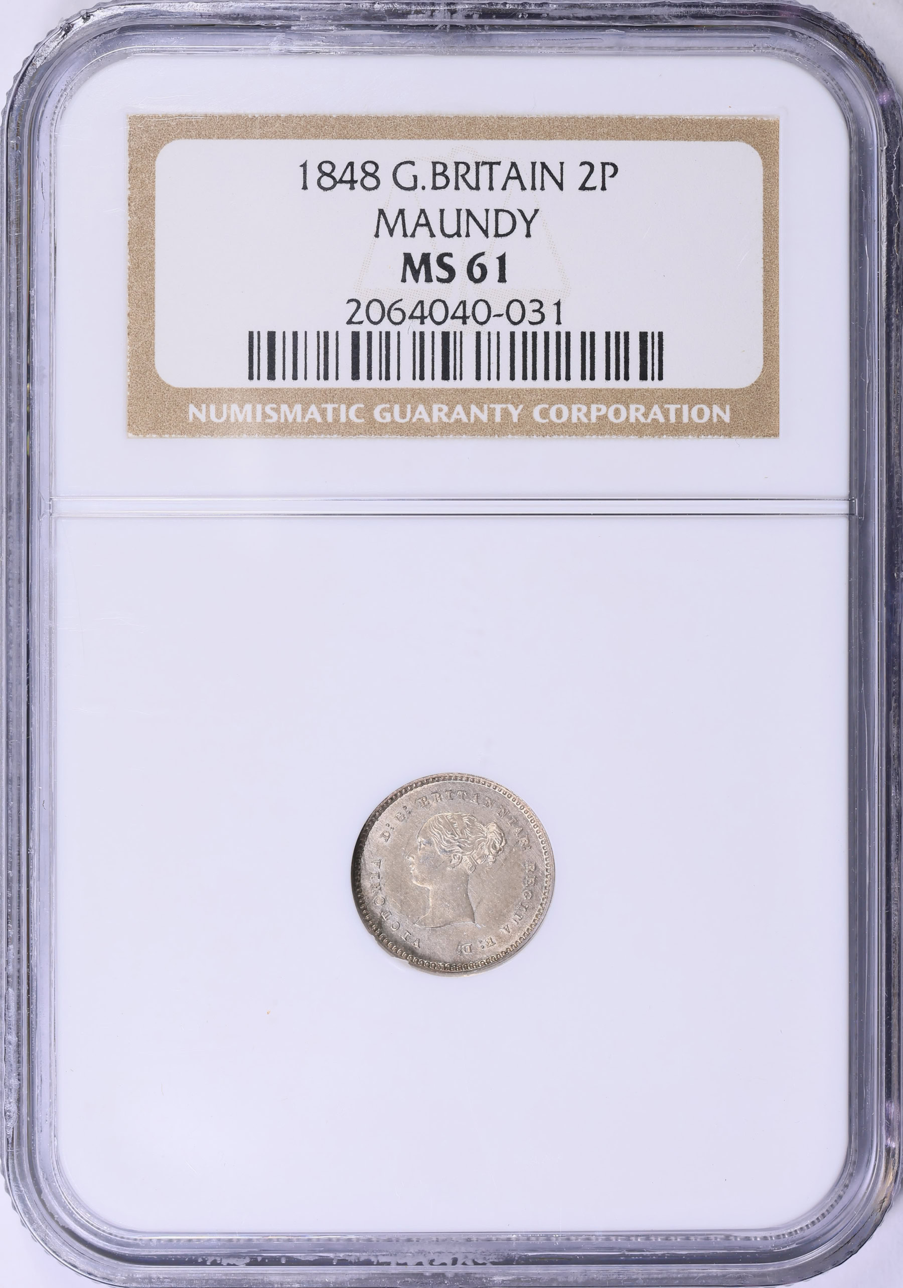 Great Britain 1848 Silver Maundy 2 Pence KM-729 NGC MS-61 (Item 2042391 ...