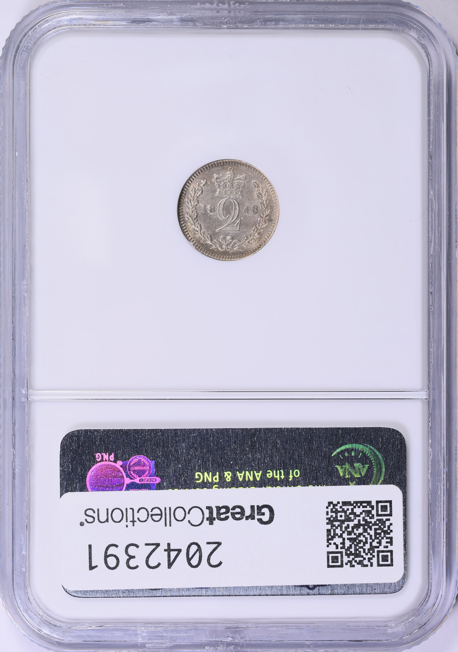 Great Britain 1848 Silver Maundy 2 Pence KM-729 NGC MS-61 (Item 2042391 ...