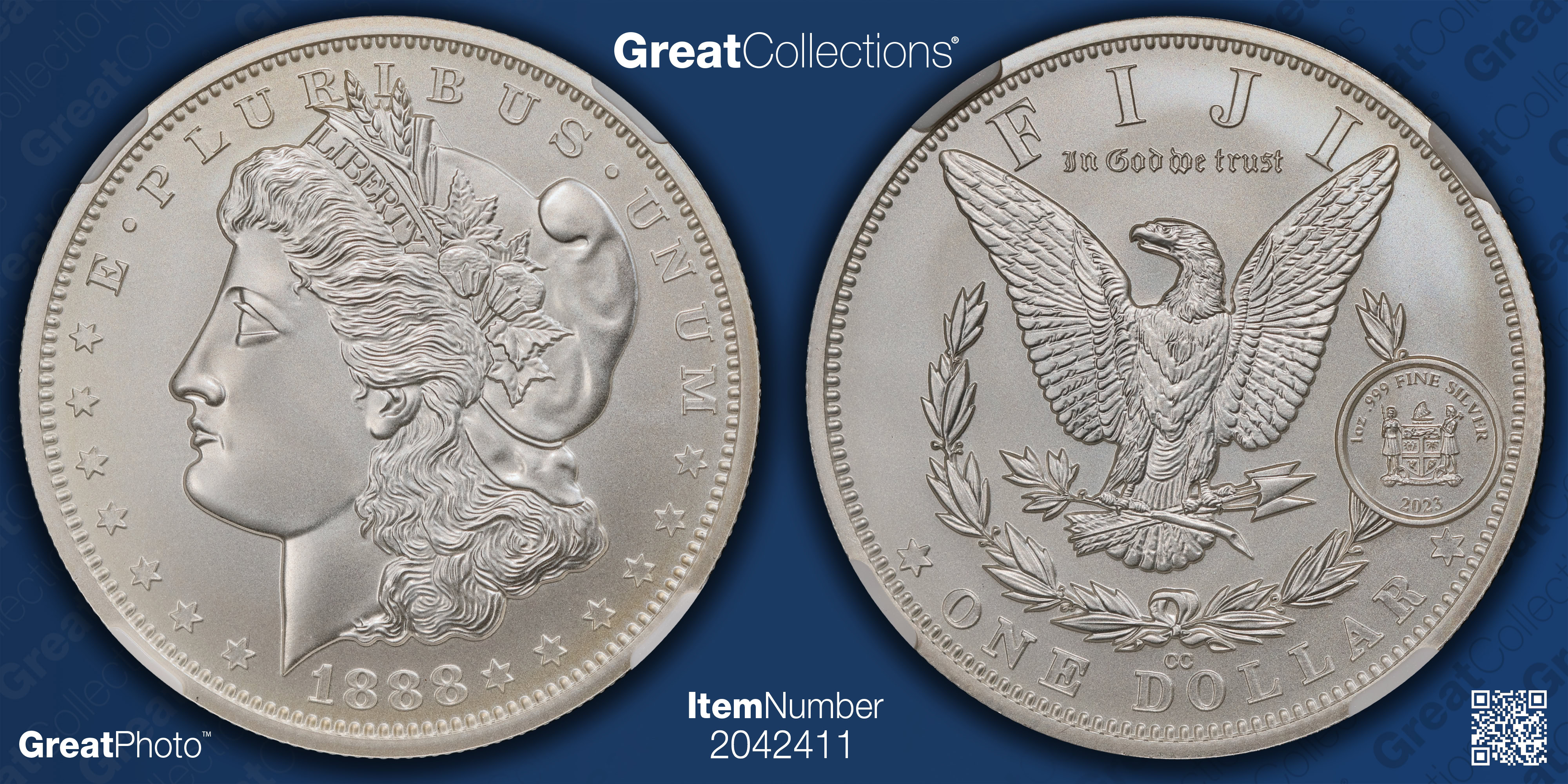 Fiji 2023 Silver Dollar 1888-CC Morgan Dollar Early Releases NGC MS-70 ...