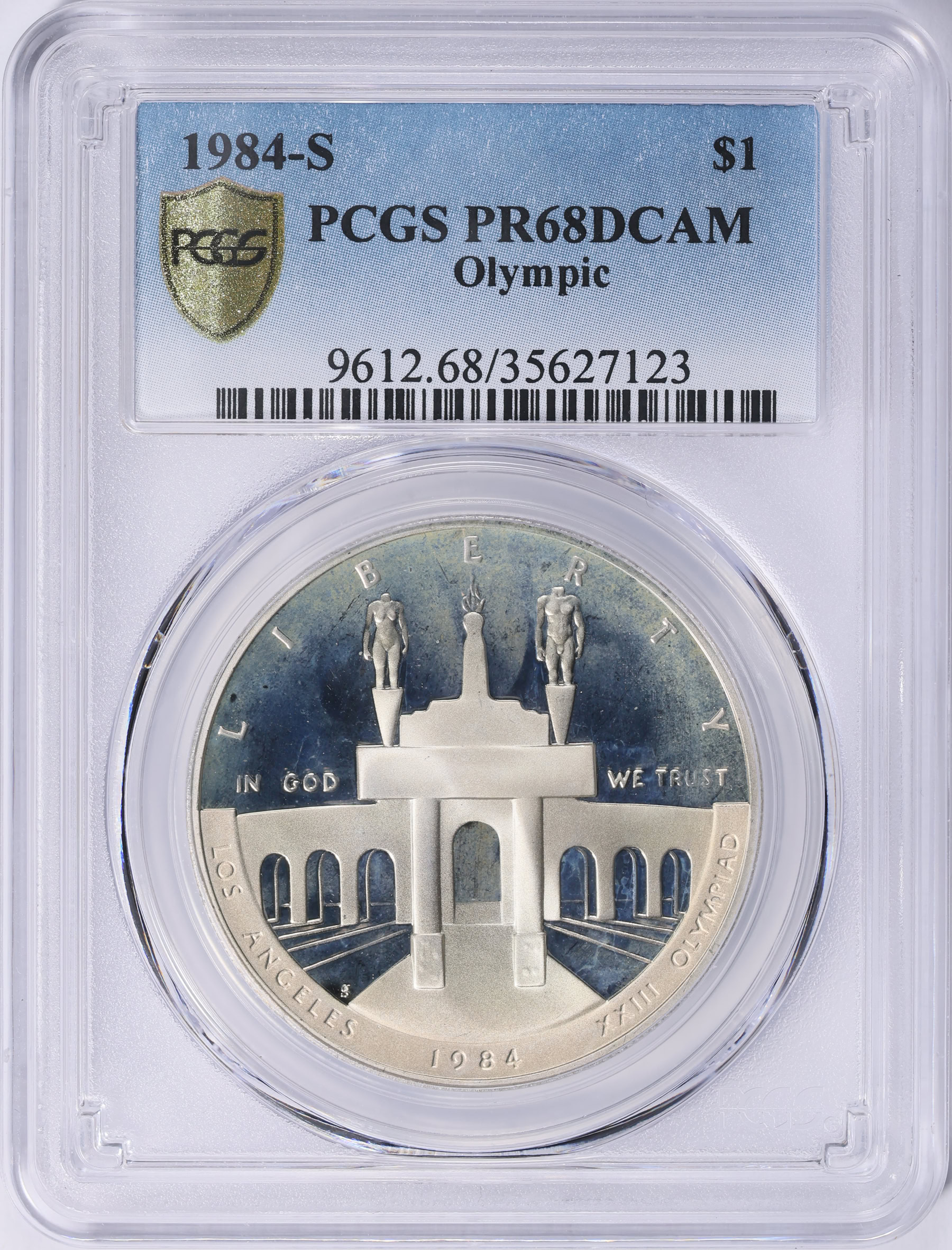 1984-S Los Angeles XXIII Olympiad Coliseum Silver Dollar PCGS Proof-68 ...