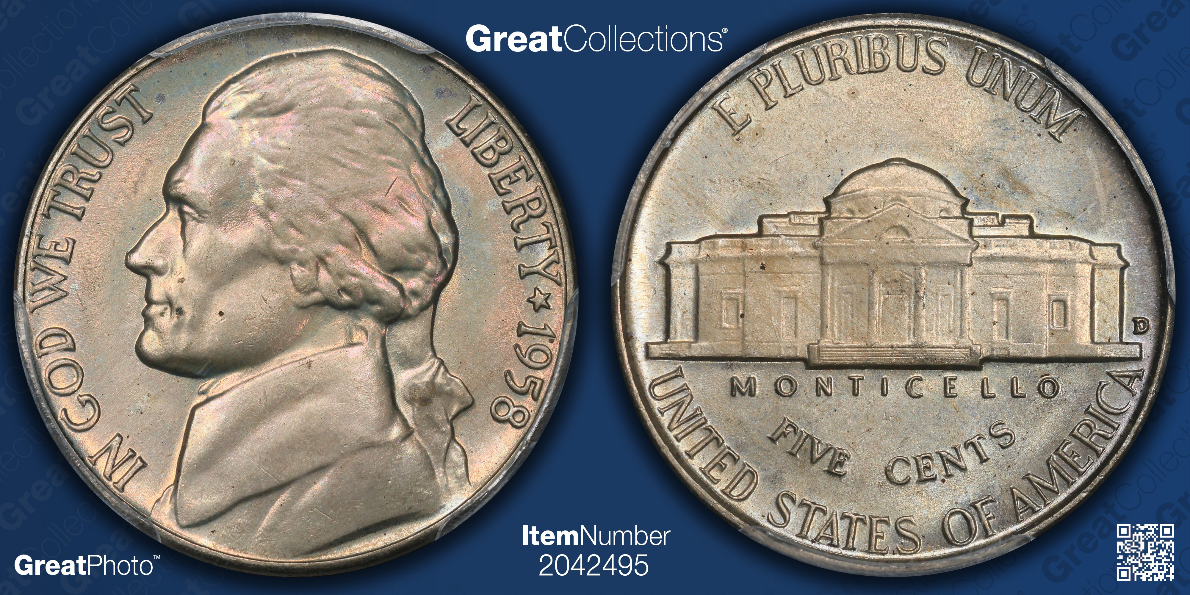 1958-D Jefferson Nickel PCGS MS-65 (Toned) (Item 2042495 ...