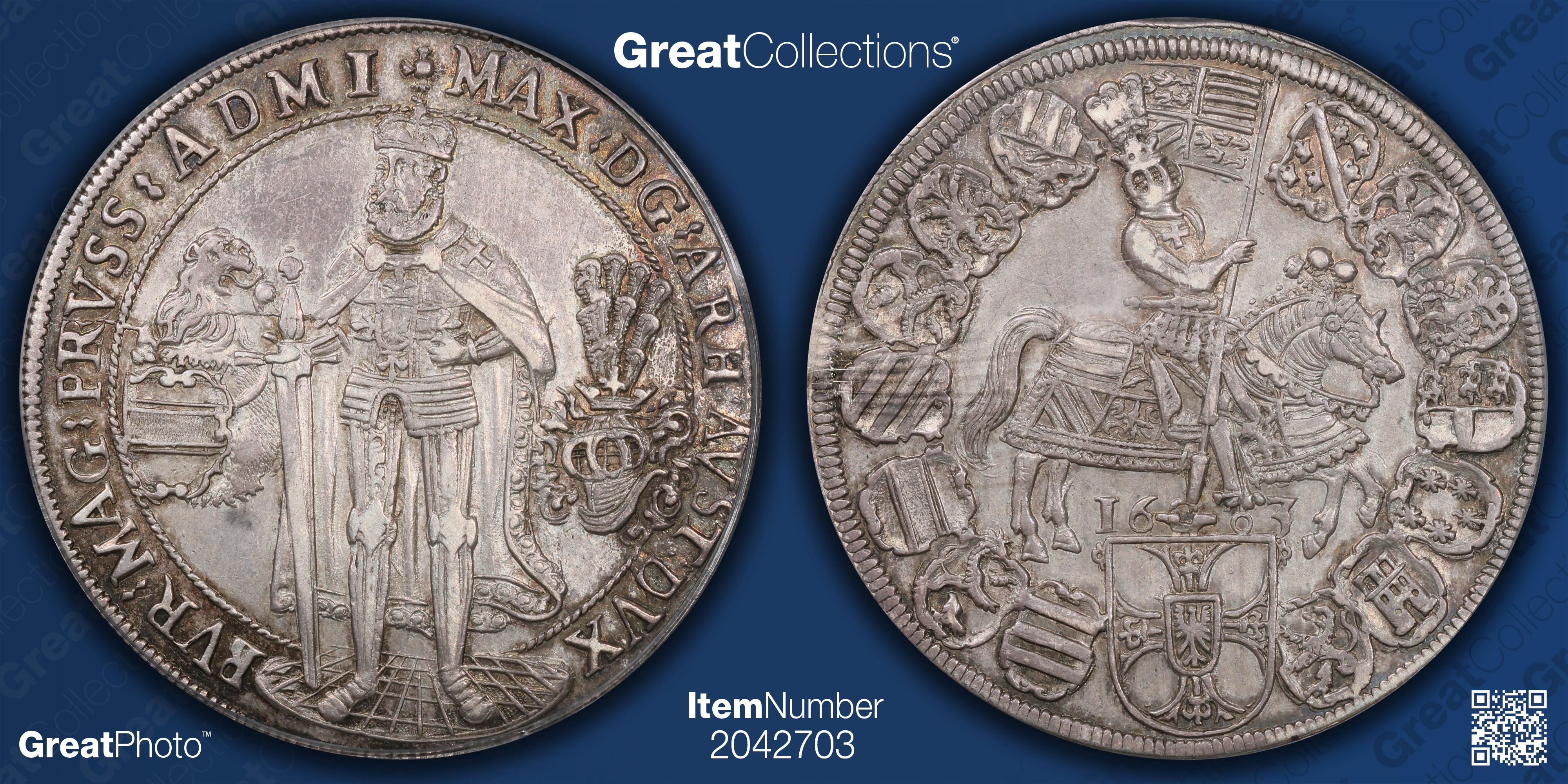 Germany - Teutonic Order 1603 Silver Thaler (32 Groschen) KM-3 PCGS AU ...