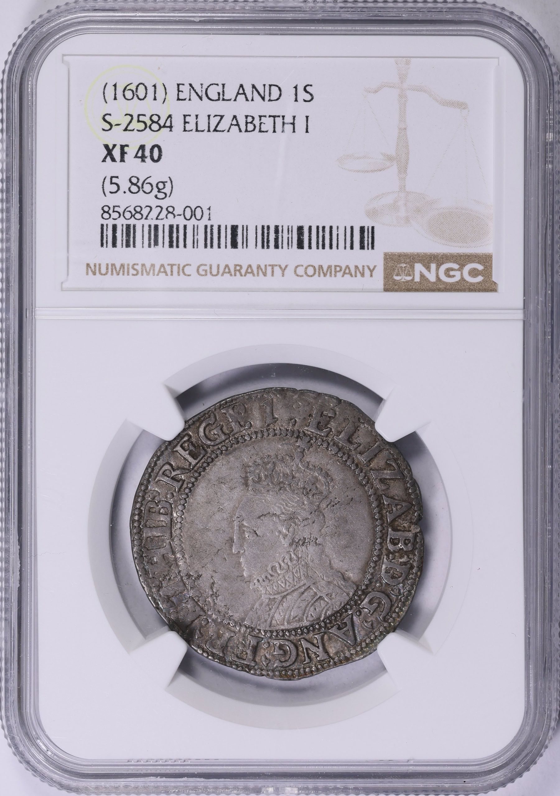 Great Britain ND (1601) Silver Shilling of Elizabeth I #1 Mint Mark KM ...