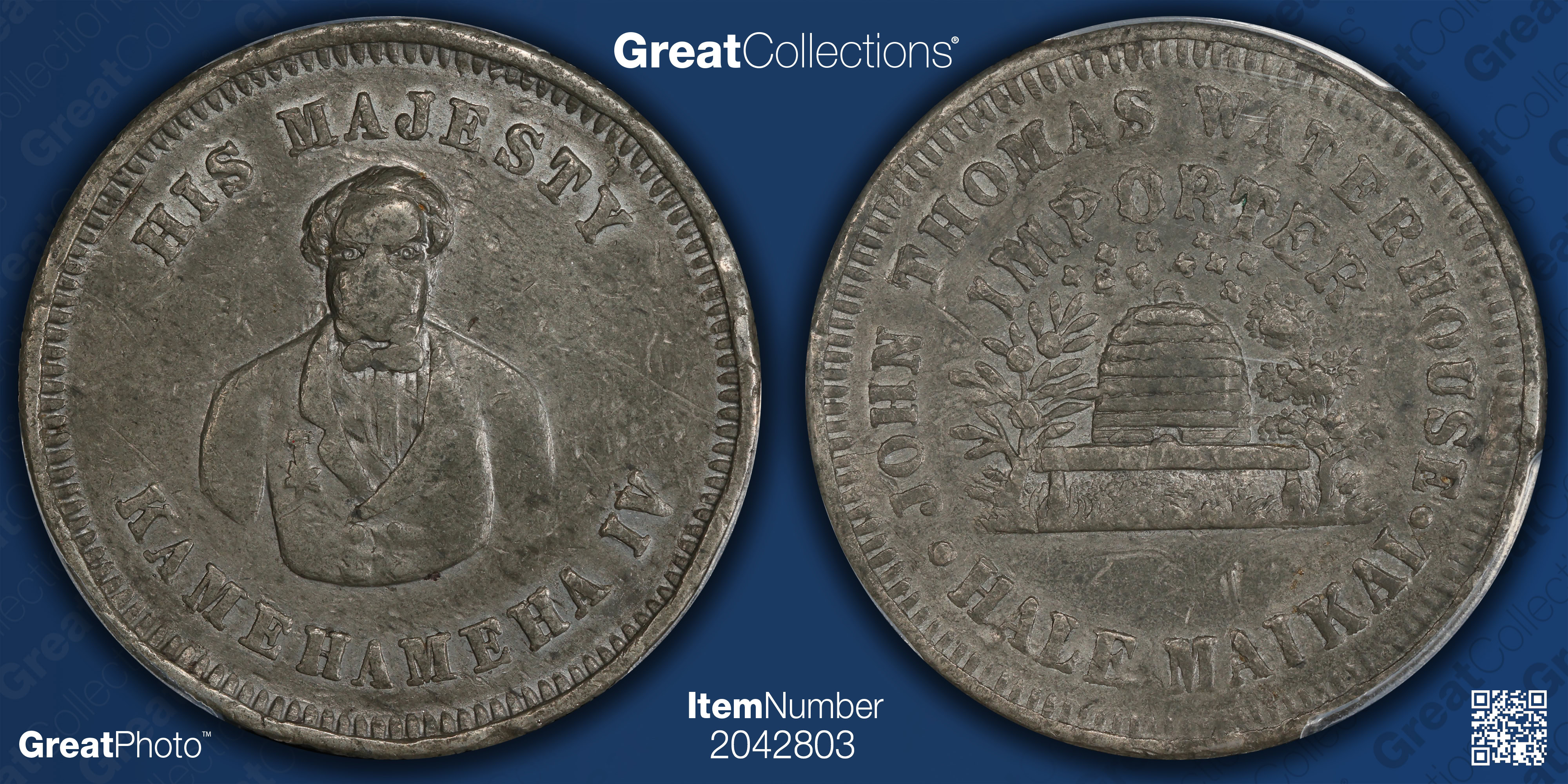 ND (1860) Hawaii-Waterhouse White Metal Hawaii Plantation Token PCGS VF ...