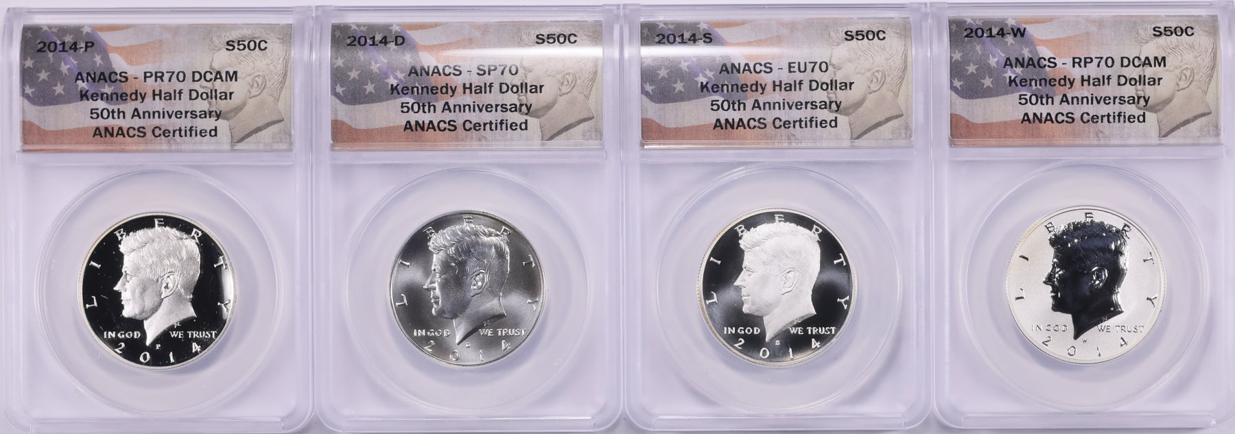 2014 Kennedy Half Dollar Silver. Set 50th Anniversary ANACS SP-70/Proof ...