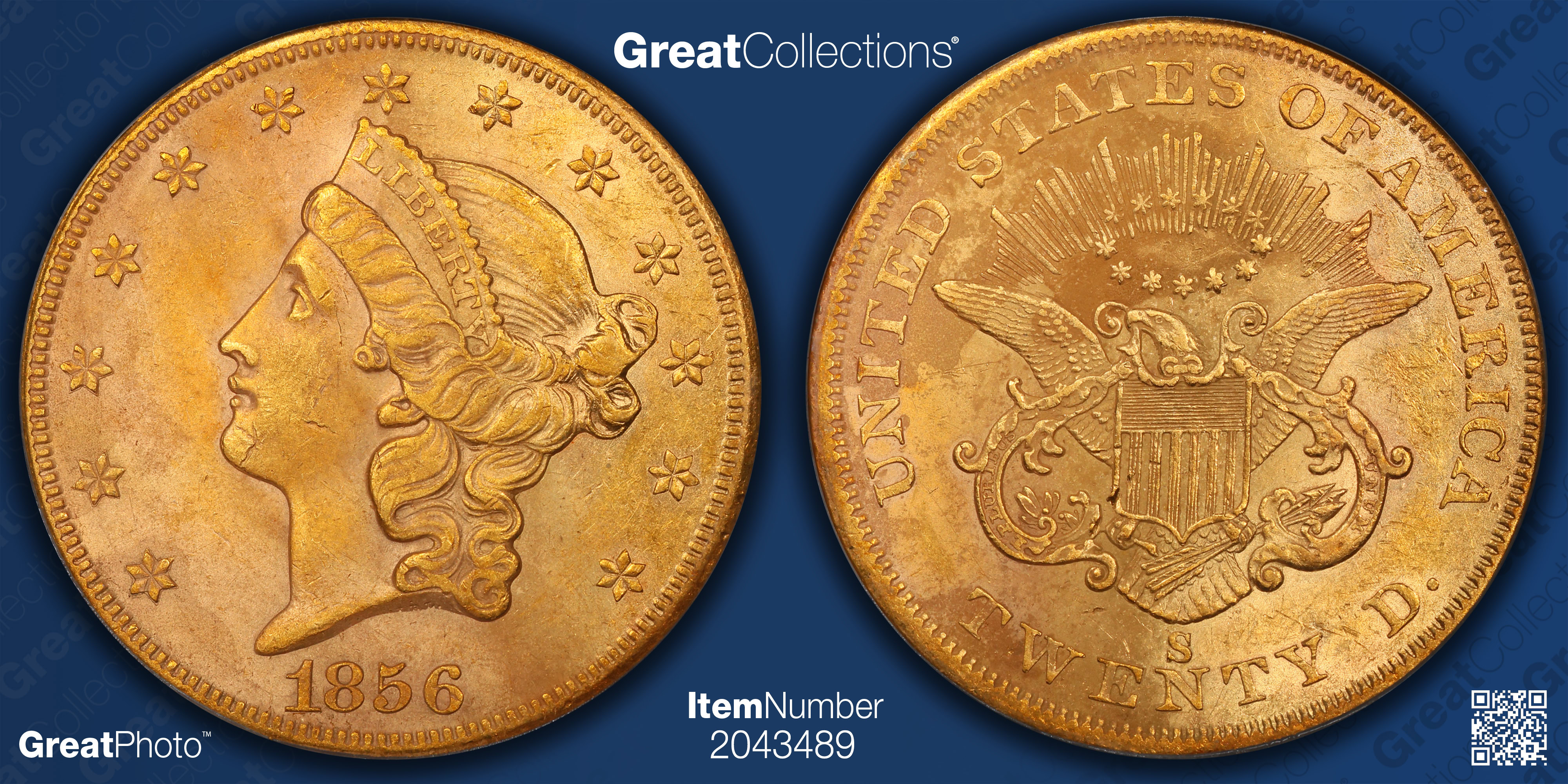 1856-S Liberty Gold Double Eagle Shipwreck S.S. Central America ...