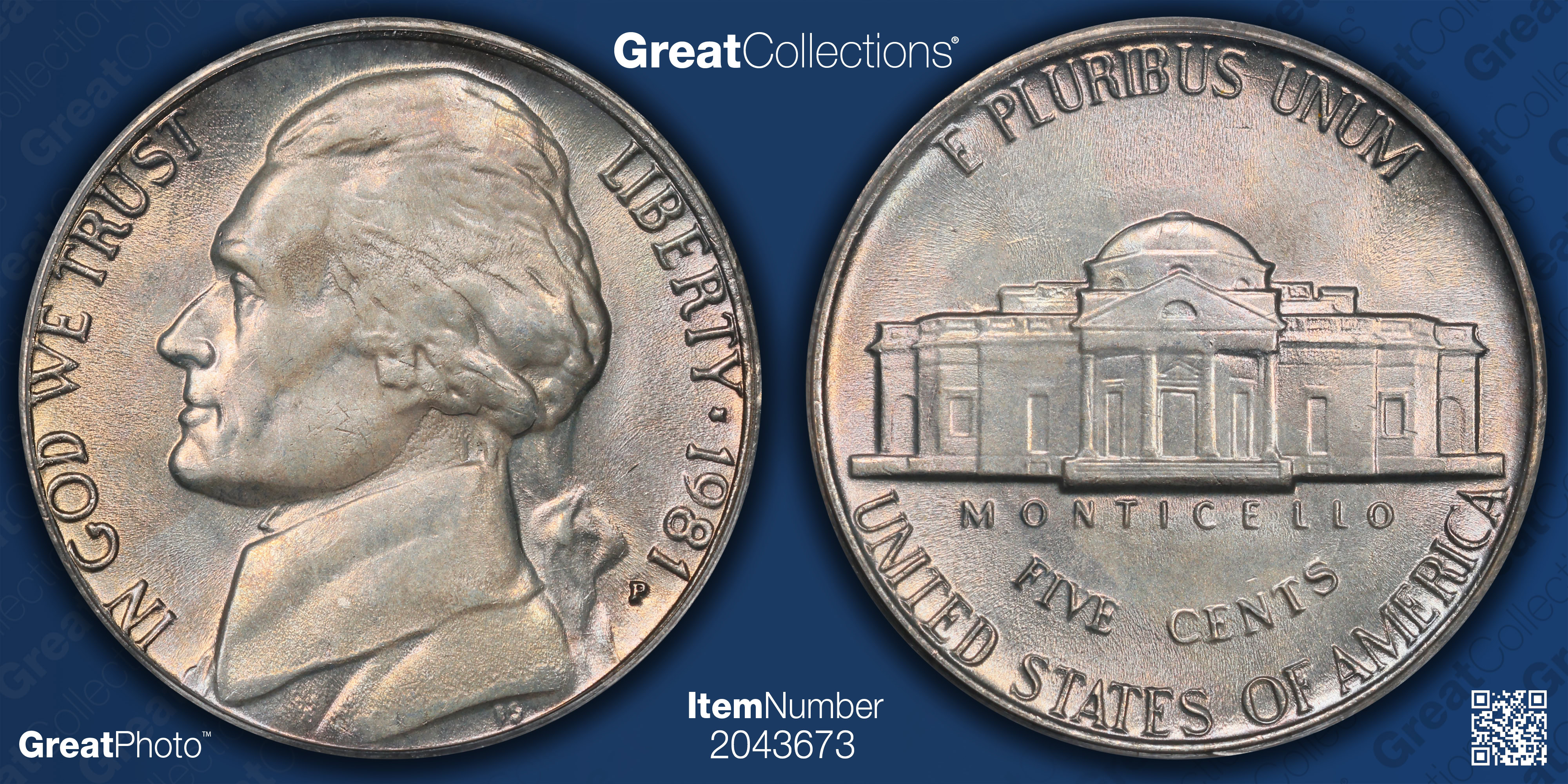 1981-P Jefferson Nickel PCGS MS-66 FS (Item 2043673) | GreatCollections ...