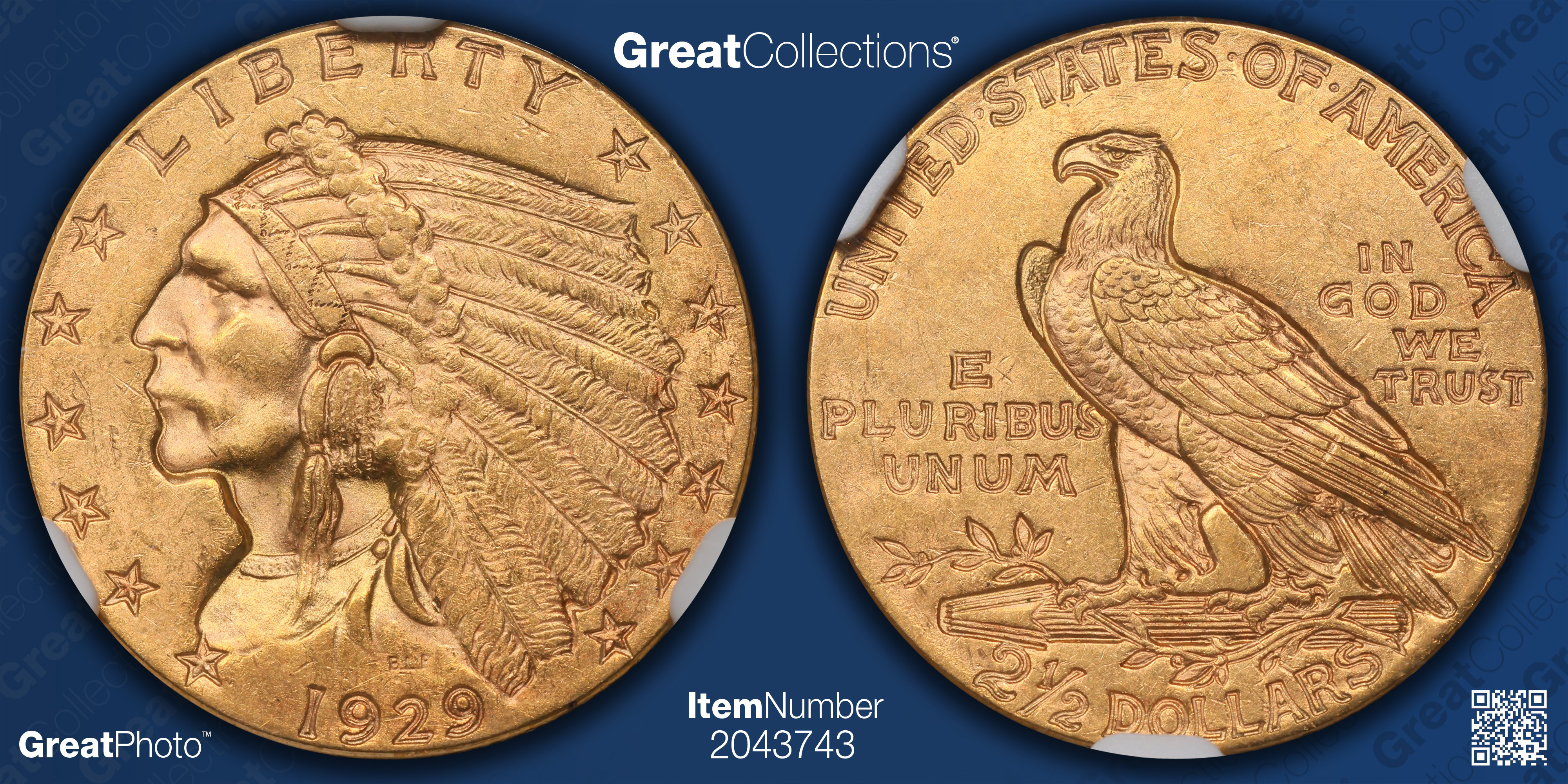 1929 Indian Gold Quarter Eagle NGC MS-62 (Item 2043743 ...