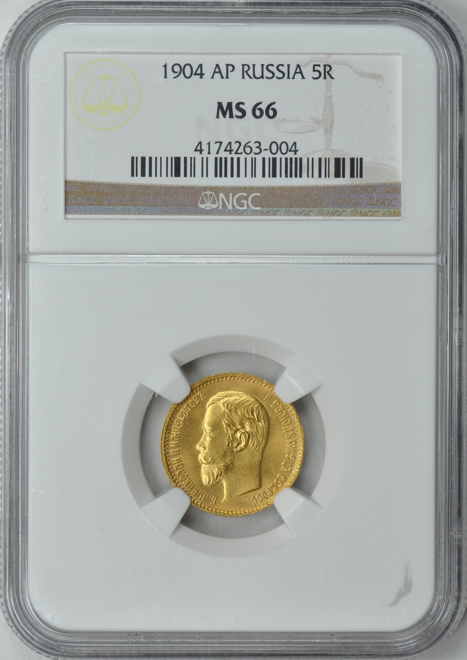 Russia 1904-AP Gold 5 Roubles NGC MS-66 (AGW = 0.1245 oz.) | NGC Cert ...