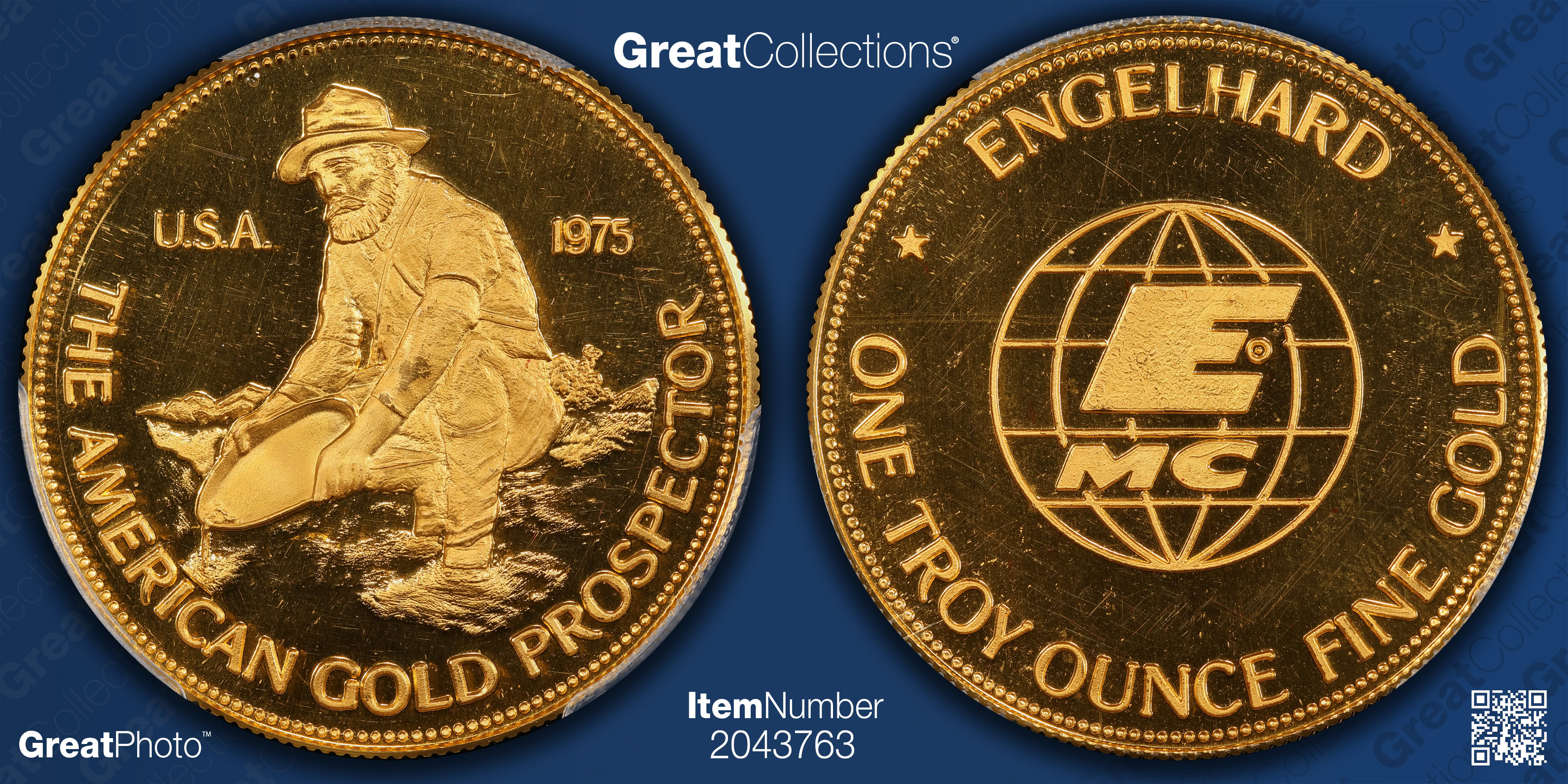 1975 Gold 1oz The American Prospector Engelhard Round PCGS MS-64 (AGW ...