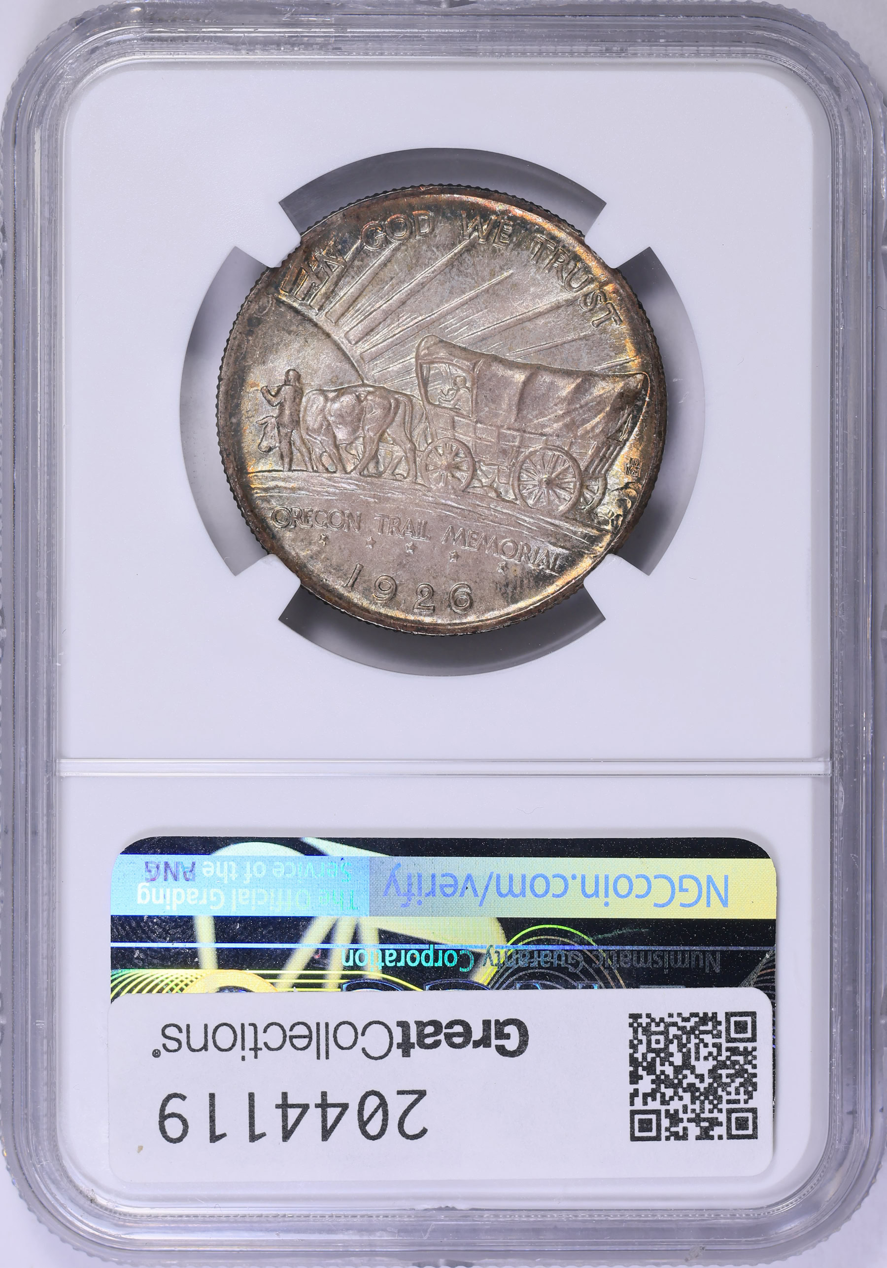 1926-S Oregon Trail Memorial Half Dollar NGC MS-68+ (CAC Green) (Toned ...