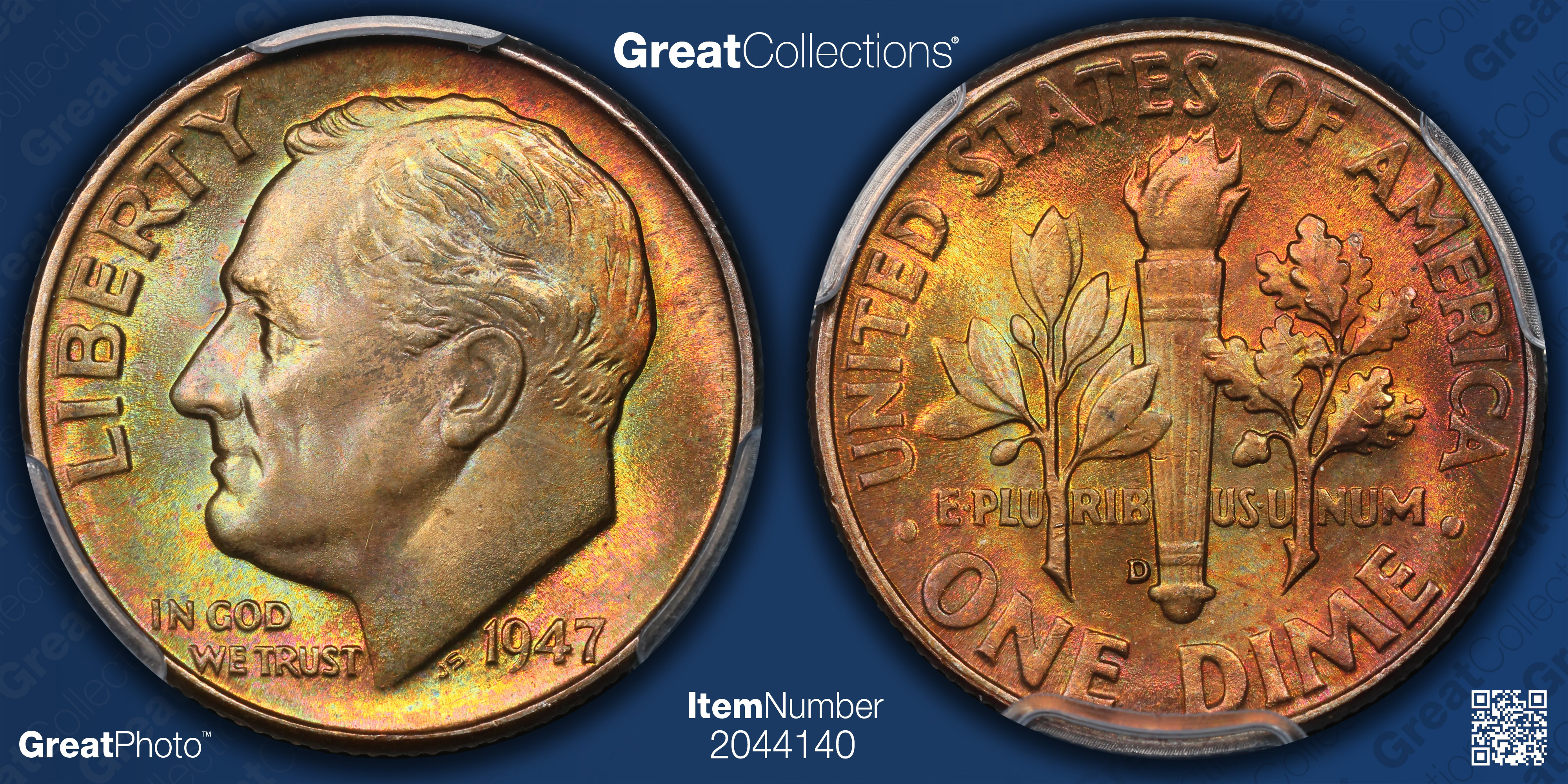 1947-D Roosevelt Dime PCGS MS-68 FB (Toned) (Item 2044140 ...