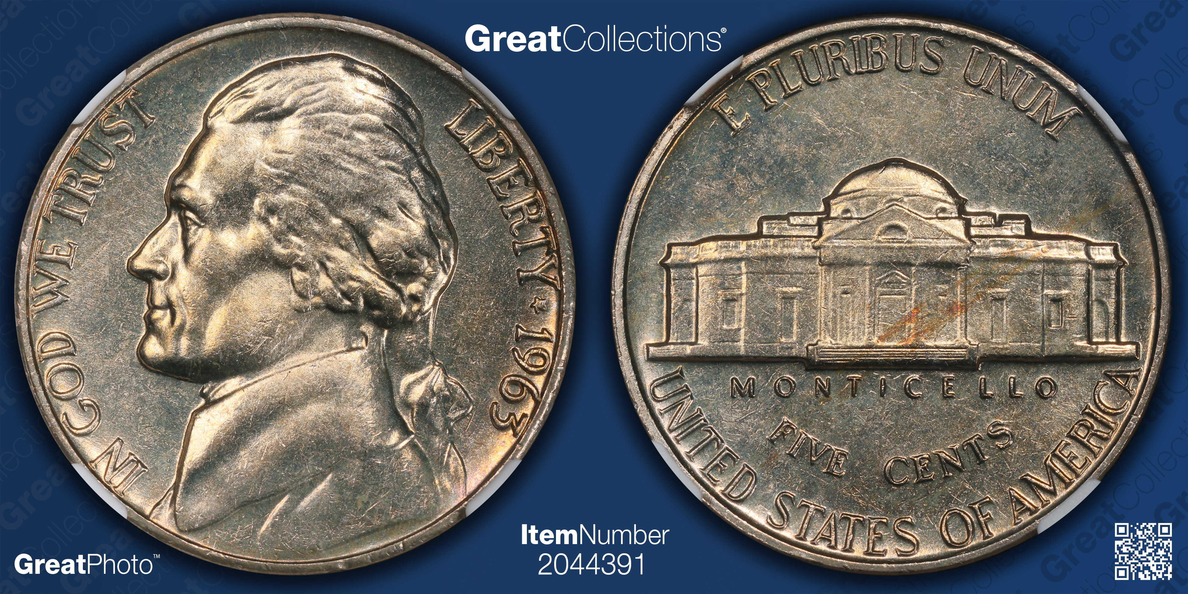 1963 Jefferson Nickel NGC MS-65 (Item 2044391) | GreatCollections Coin ...