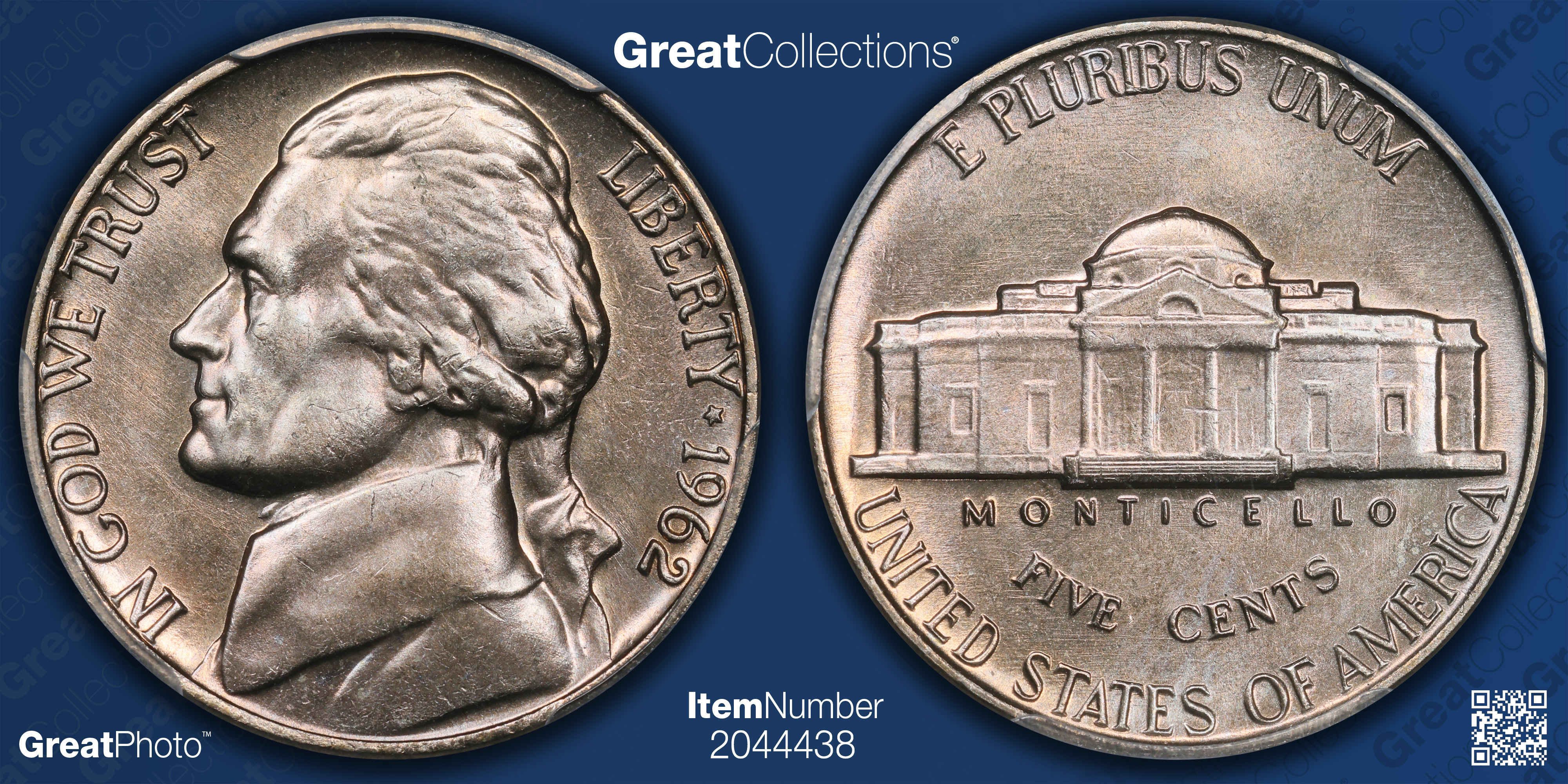 1962 Jefferson Nickel PCGS MS-66 FS (Item 2044438) | GreatCollections ...