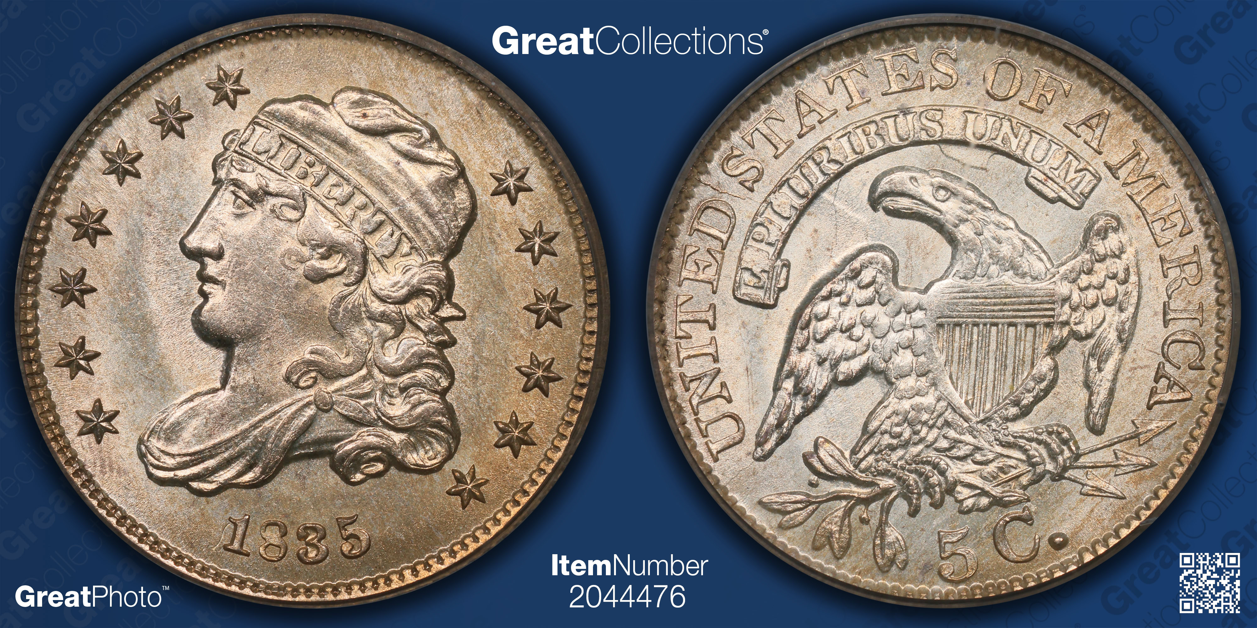 1835 Capped Bust Half Dime PCGS MS-63 OGH (Item 2044476 ...