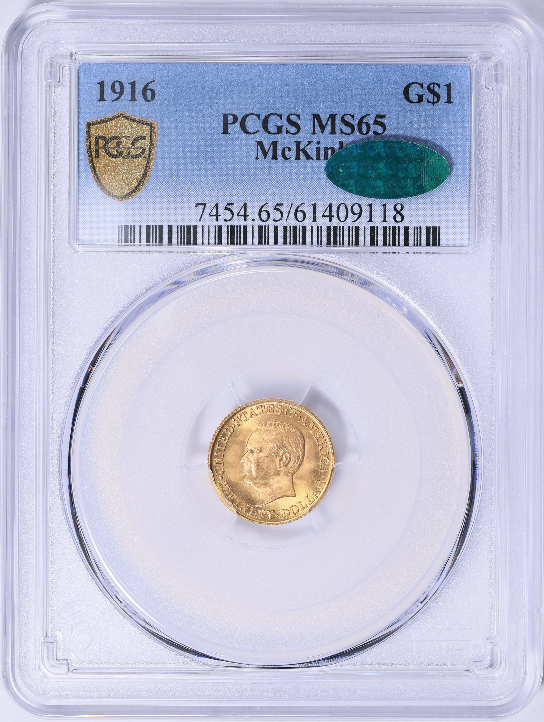 1916 McKinley Gold Dollar PCGS MS-65 (CAC Green) (Item 2044487 ...