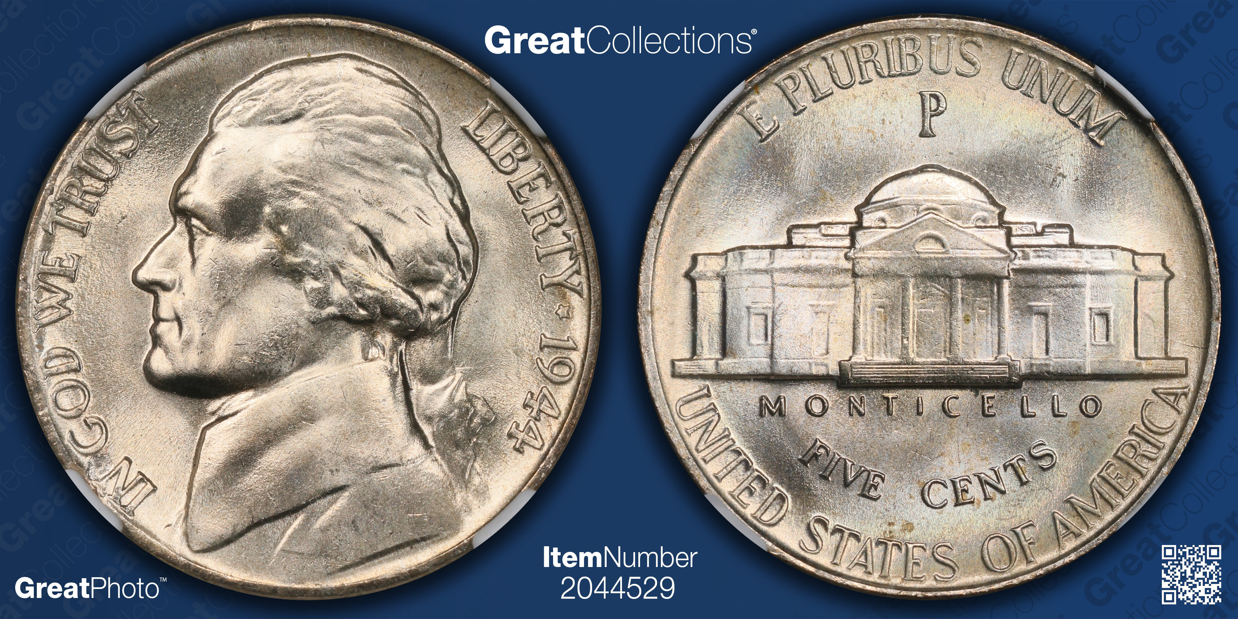 Mint Error 1944-P Jefferson Nickel Obverse Lamination NGC MS-66 | NGC ...